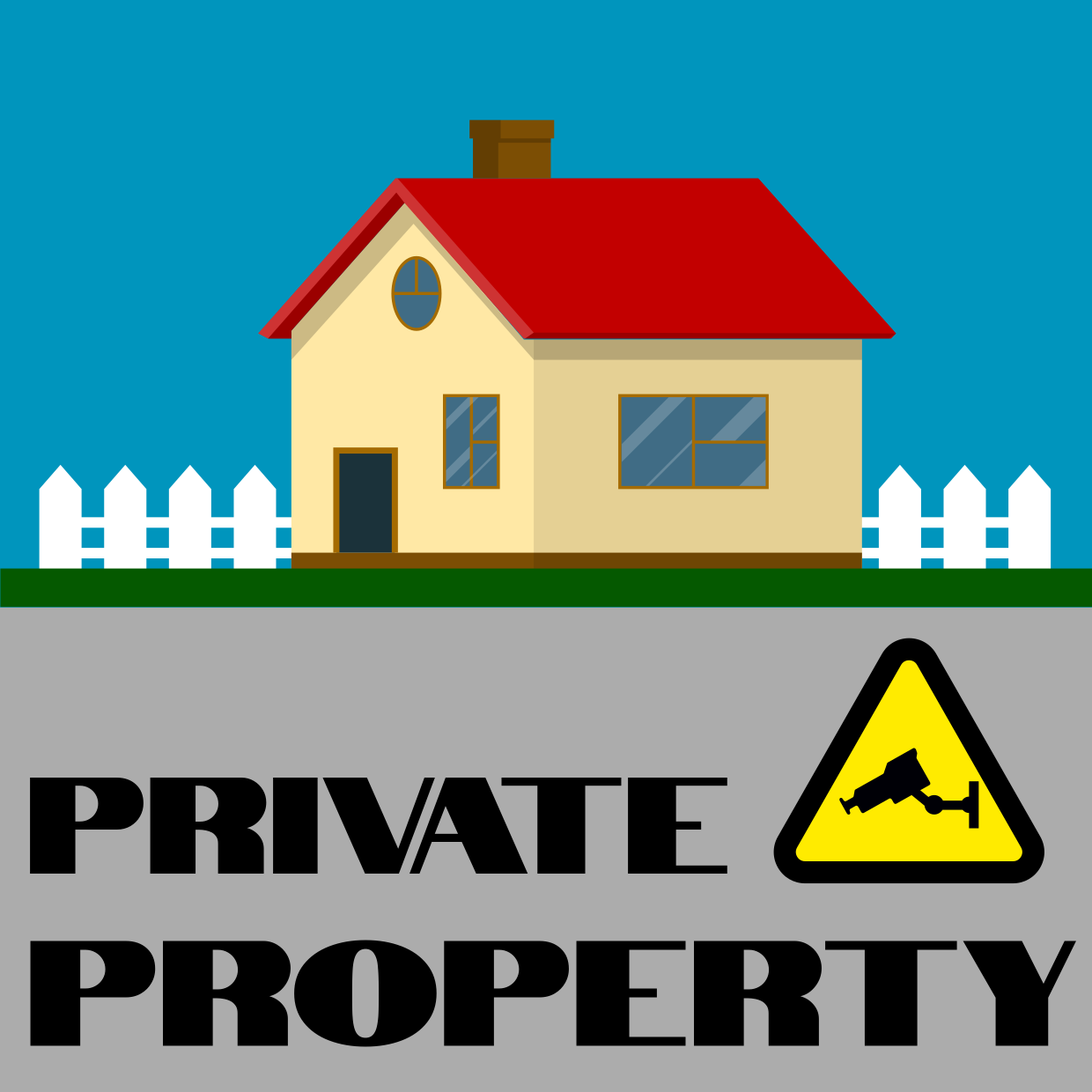 Private Property With House and Surveillance Camera Template | Square Signs