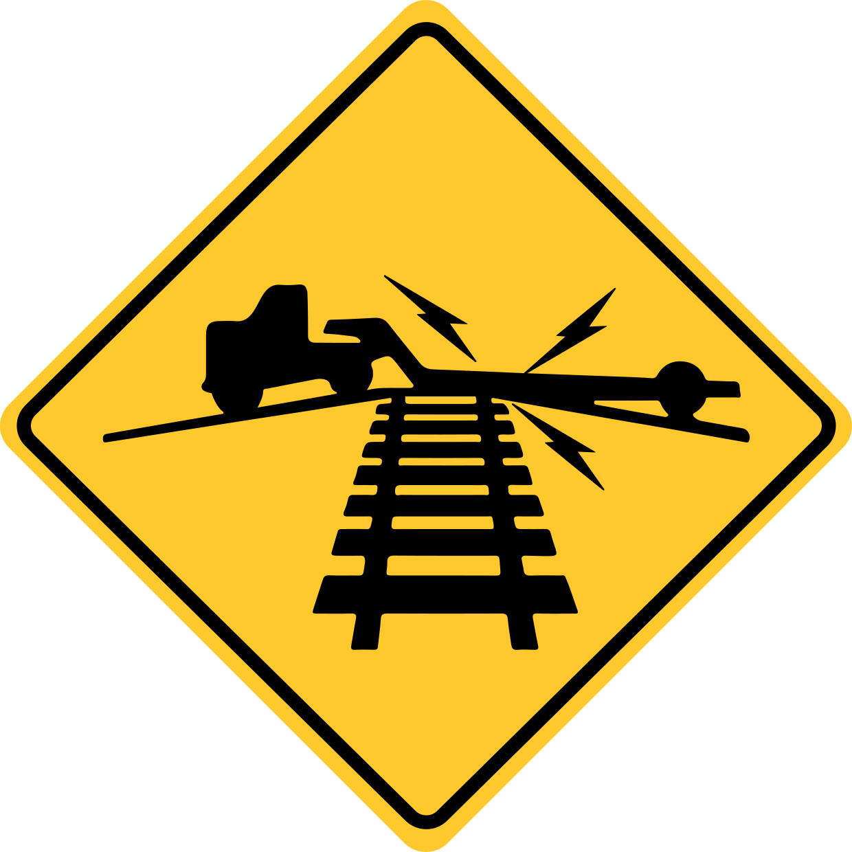 Railroad Crossing Low Ground Clearance Road Symbol Template | Square Signs