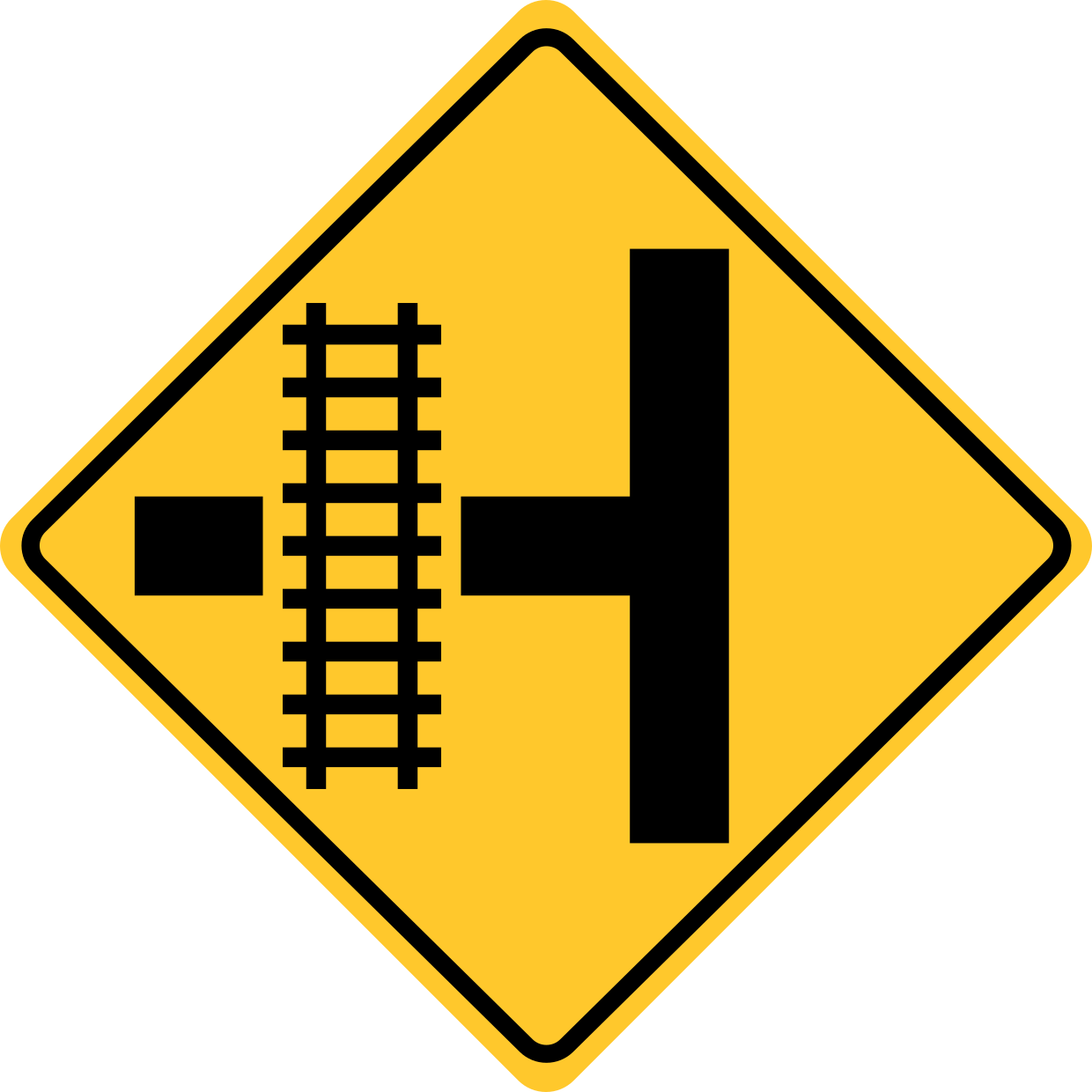 Parallel Railroad Crossing T-Intersection Traffic Template | Square Signs