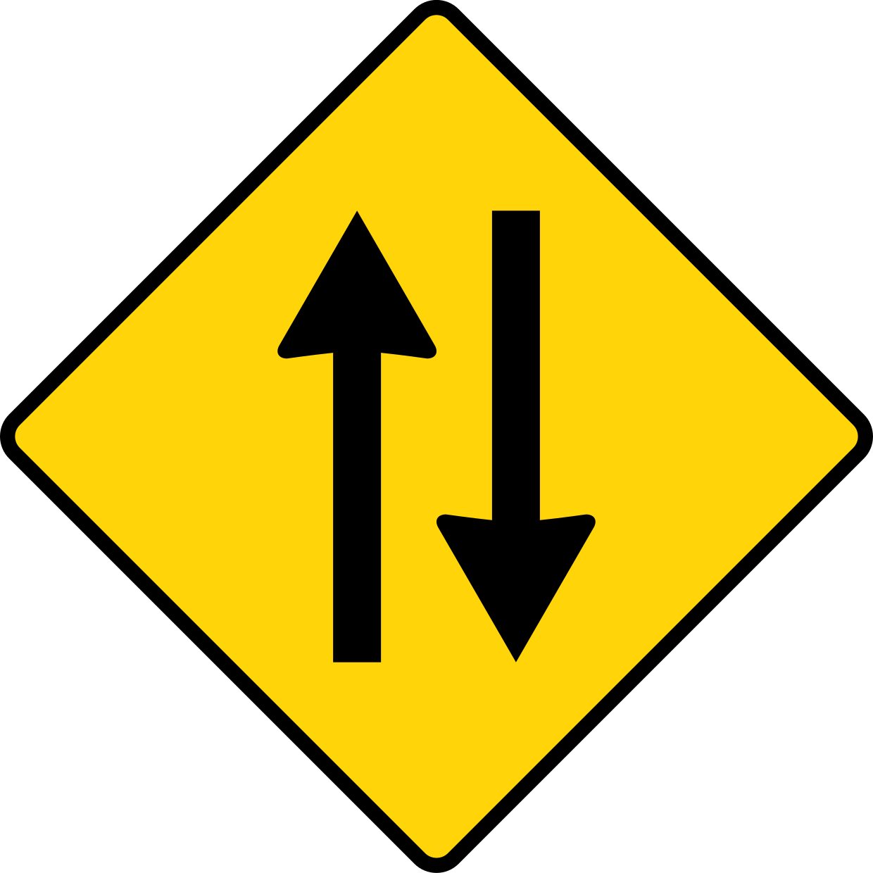 Two Way Traffic Directional Arrows Regulatory Template | Square Signs