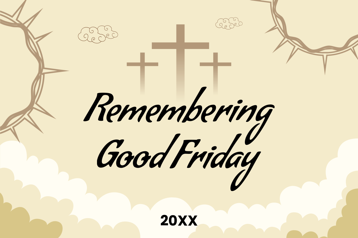 Crosses and Wreaths Good Friday Sign Template | Square Signs