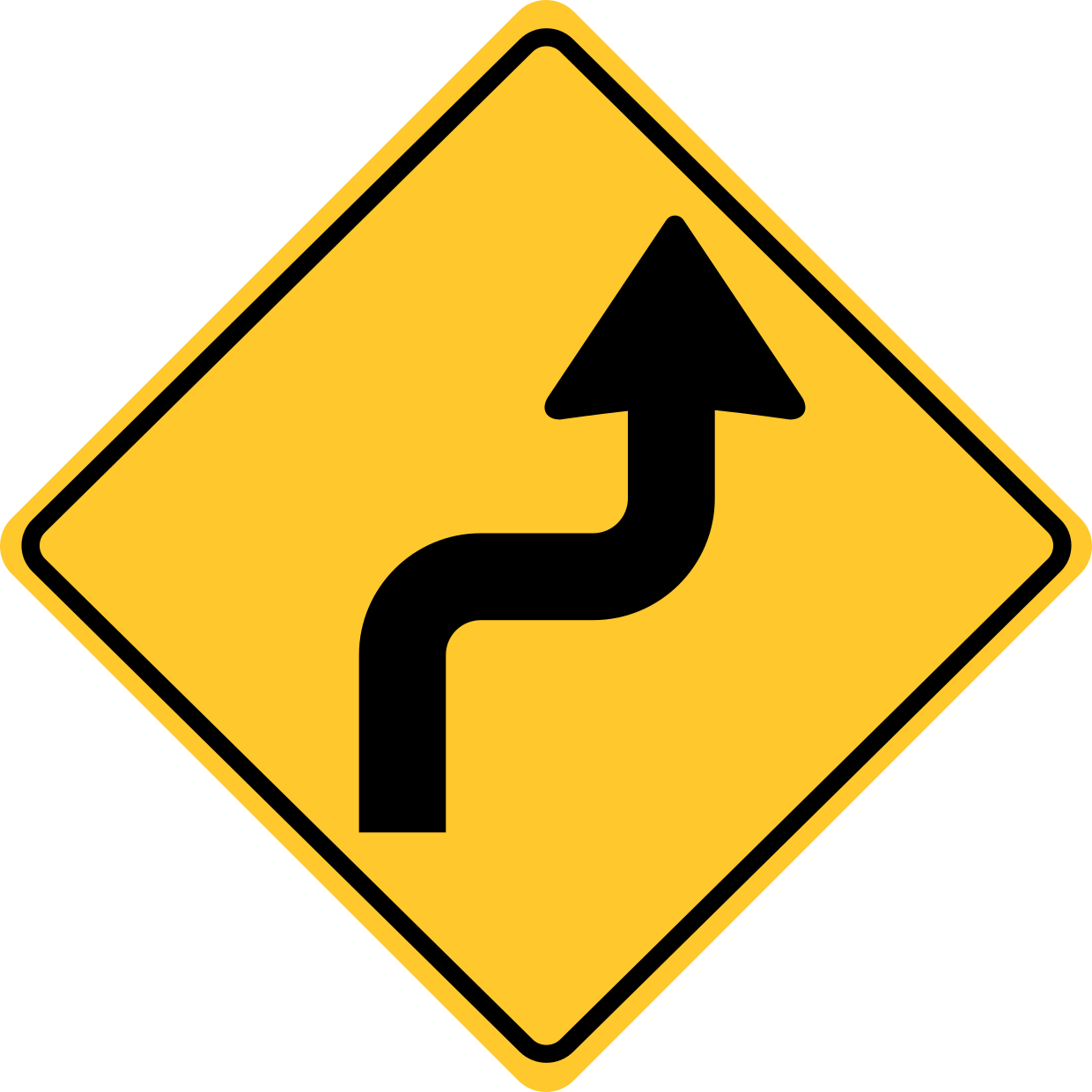 Reverse Turn Right Arrow Symbol Traffic Sign Template | Square Signs