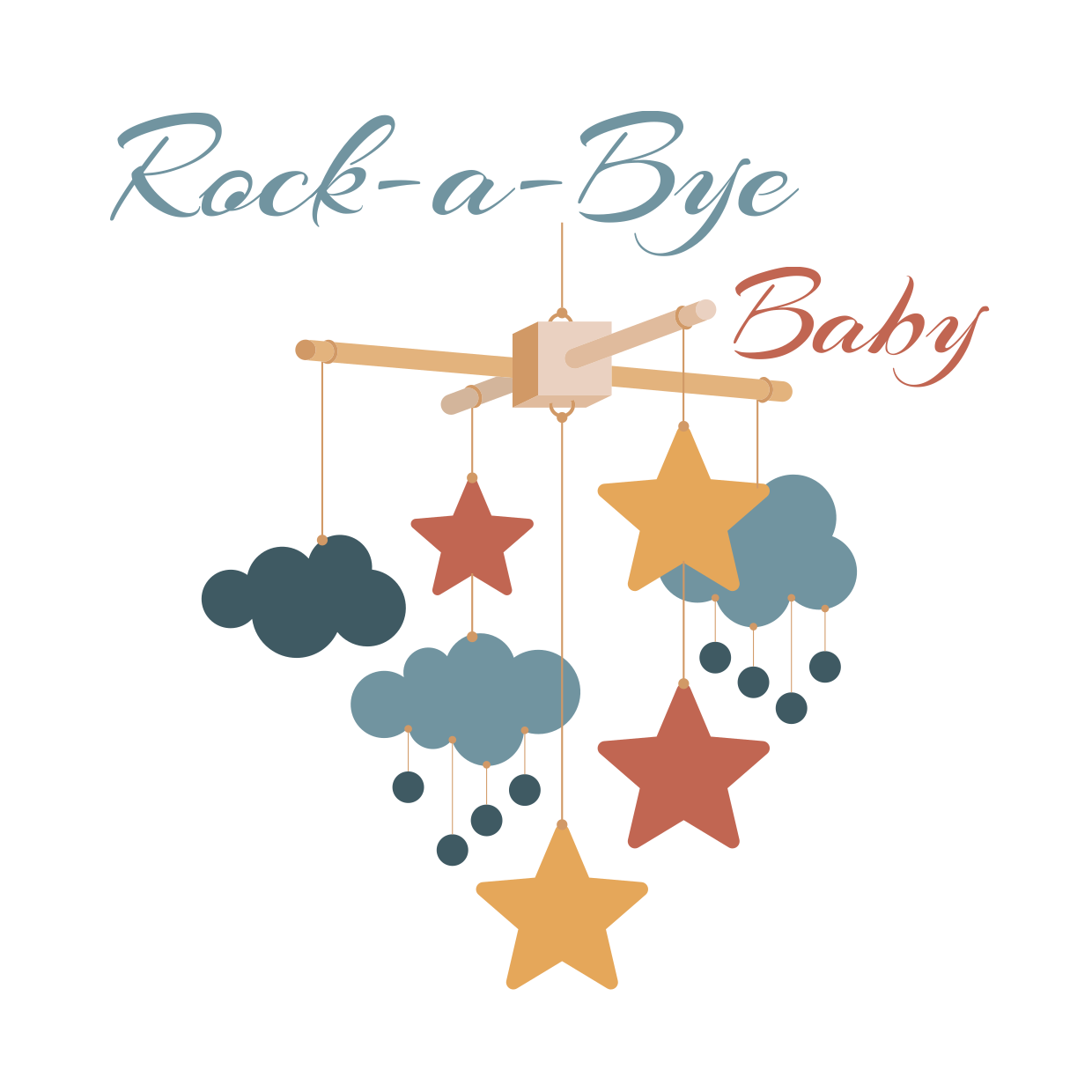 Rock-a-Bye Baby Over a Colorful Cradle Toy Sign Template | Square Signs