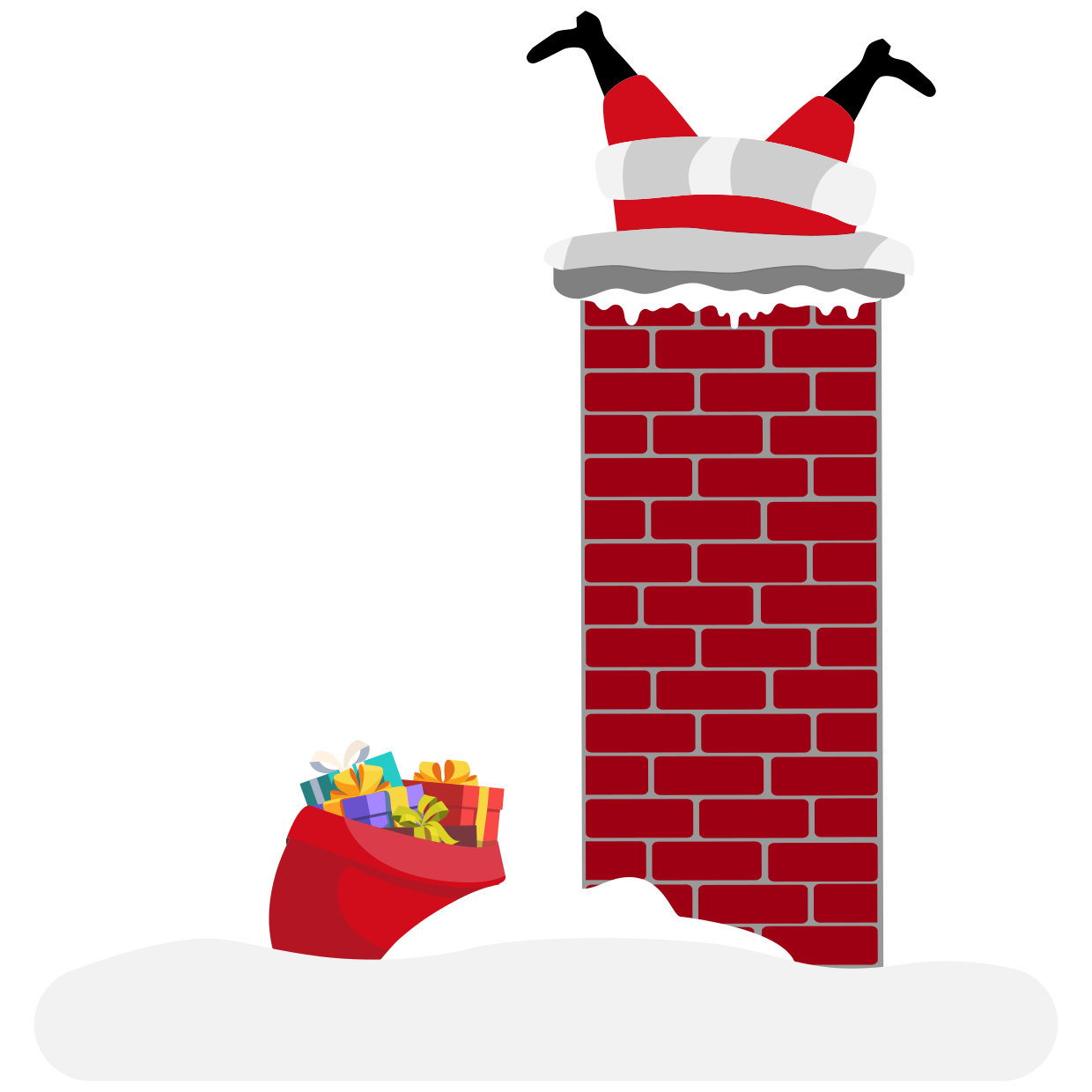 Funny Santa Stuck in Chimney Christmas Sign Template | Square Signs