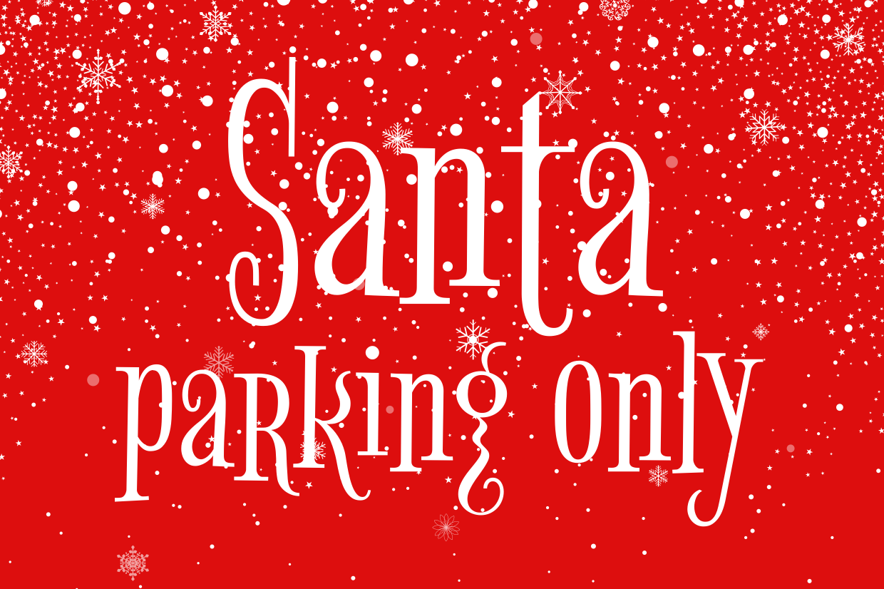 Santa's Parking Only With Snowflakes Sign Template | Square Signs