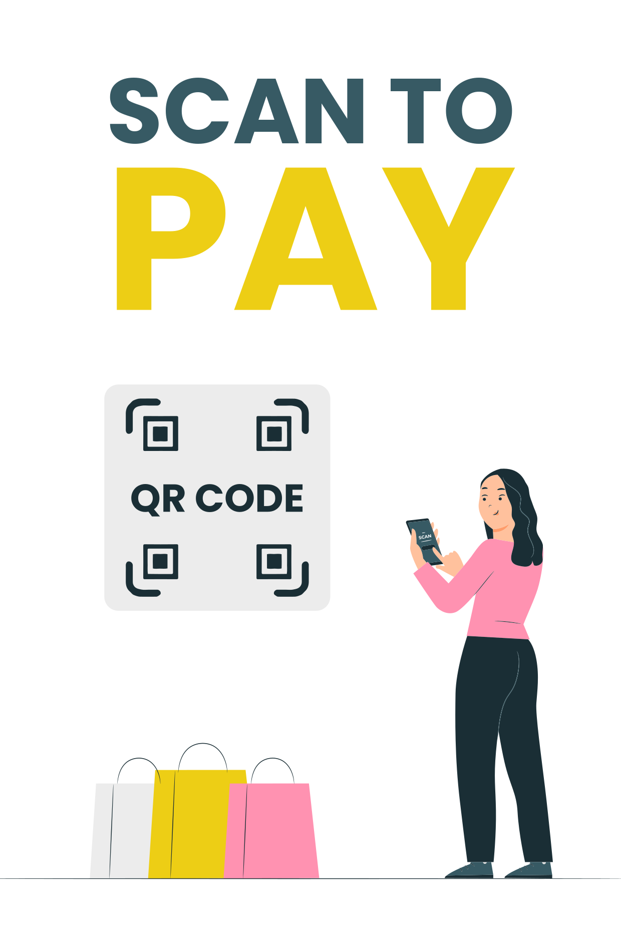 Vibrant Scan to Pay Table Tent Sign Template | Square Signs