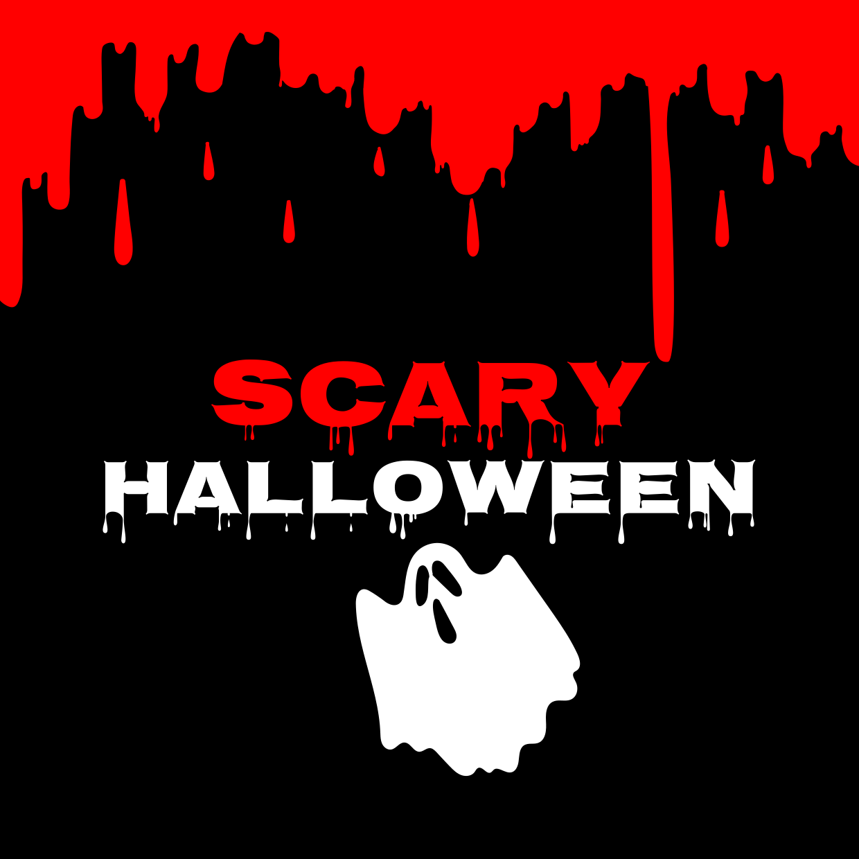 Spooky Red Dripping Paint Halloween Sign Template | Square Signs