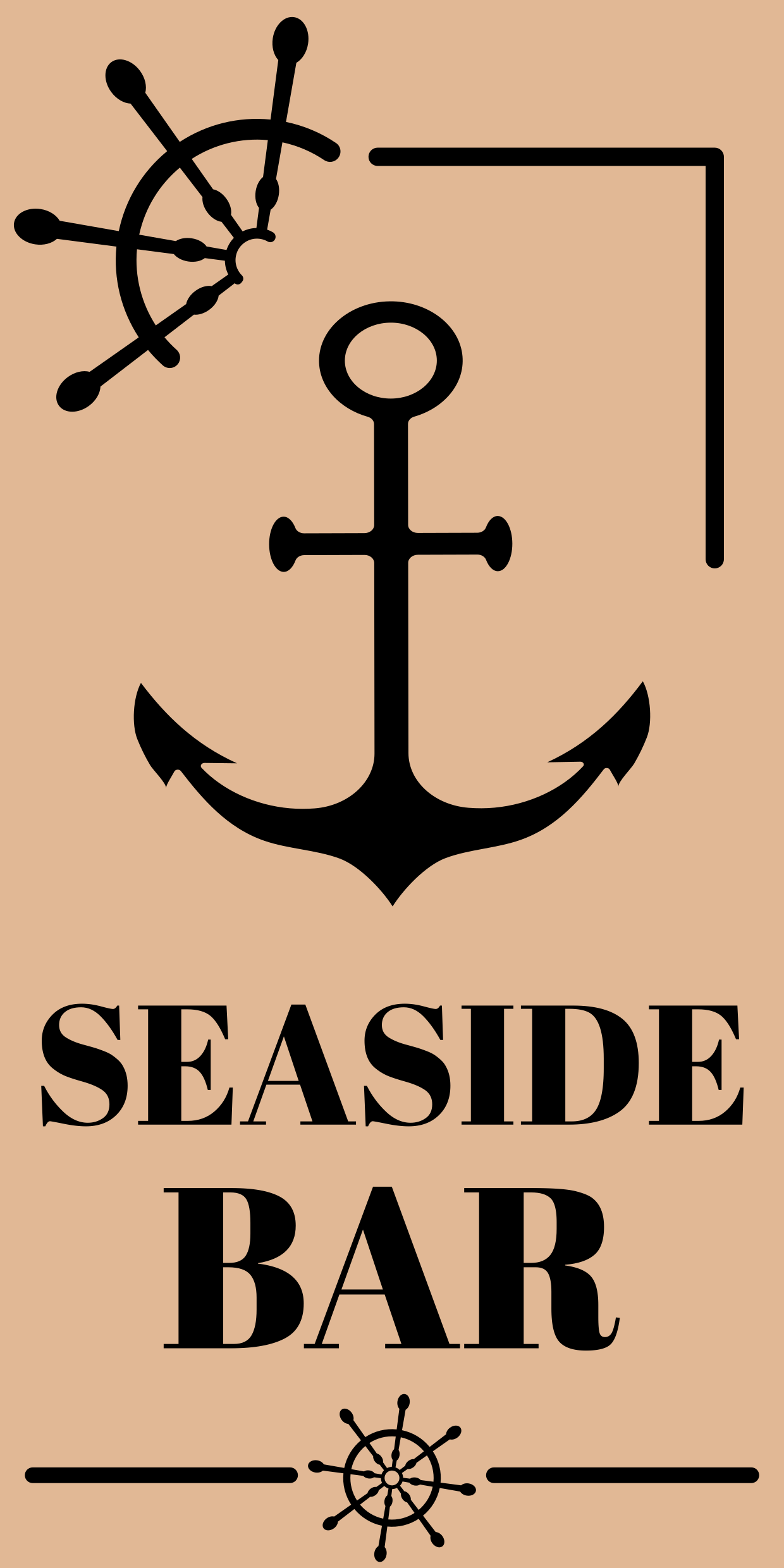 Ship Wheel and Anchor Symbol Seaside Bar Sign Template | Square Signs