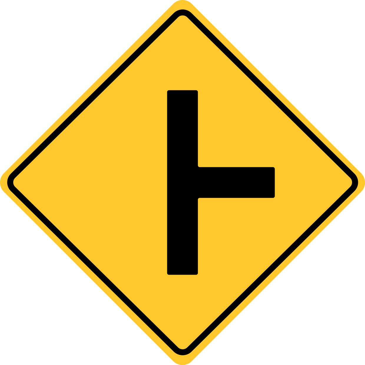 Perpendicular Side Road Symbol Traffic Sign Template | Square Signs