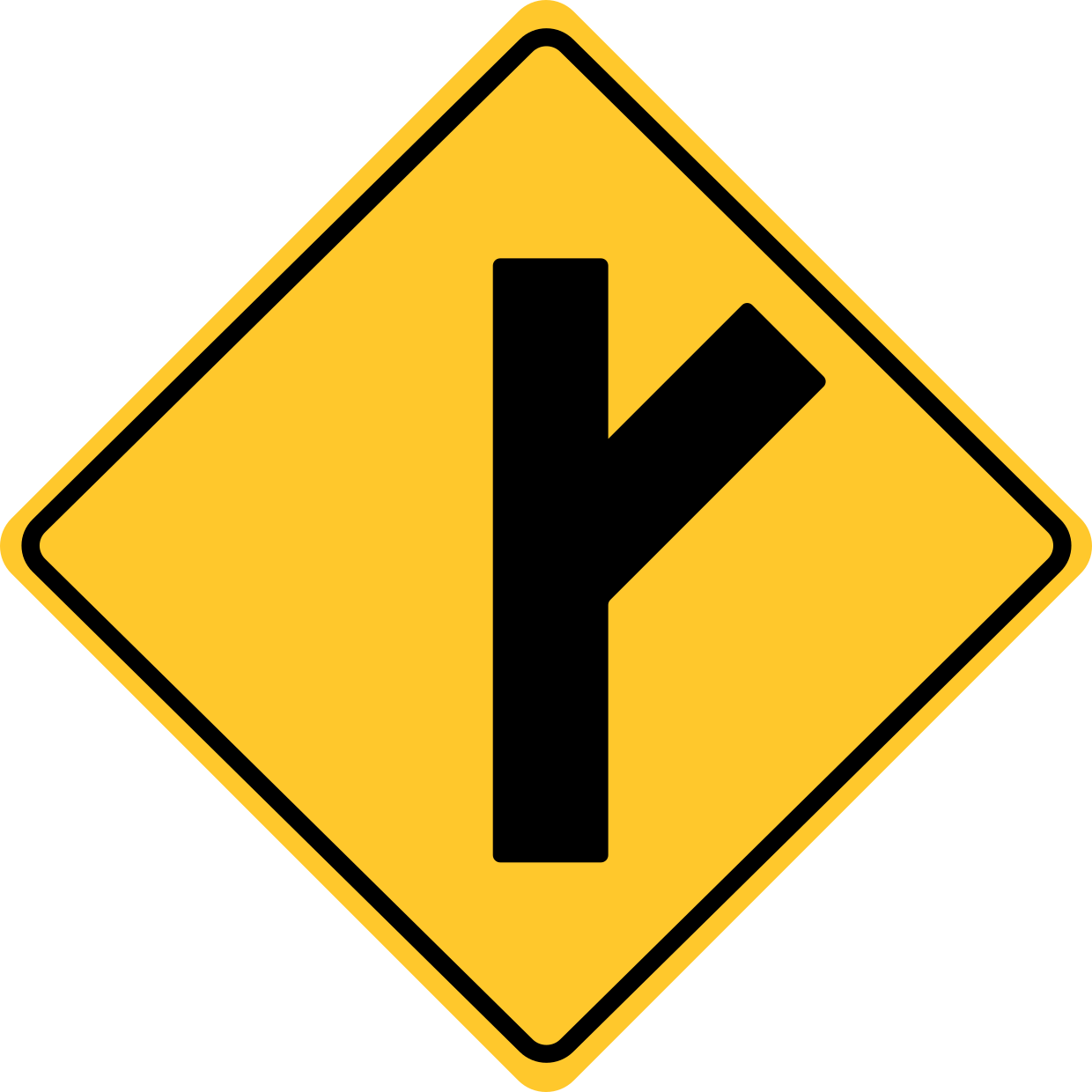 Side Exit Right Symbol on Diamond Traffic Sign Template | Square Signs