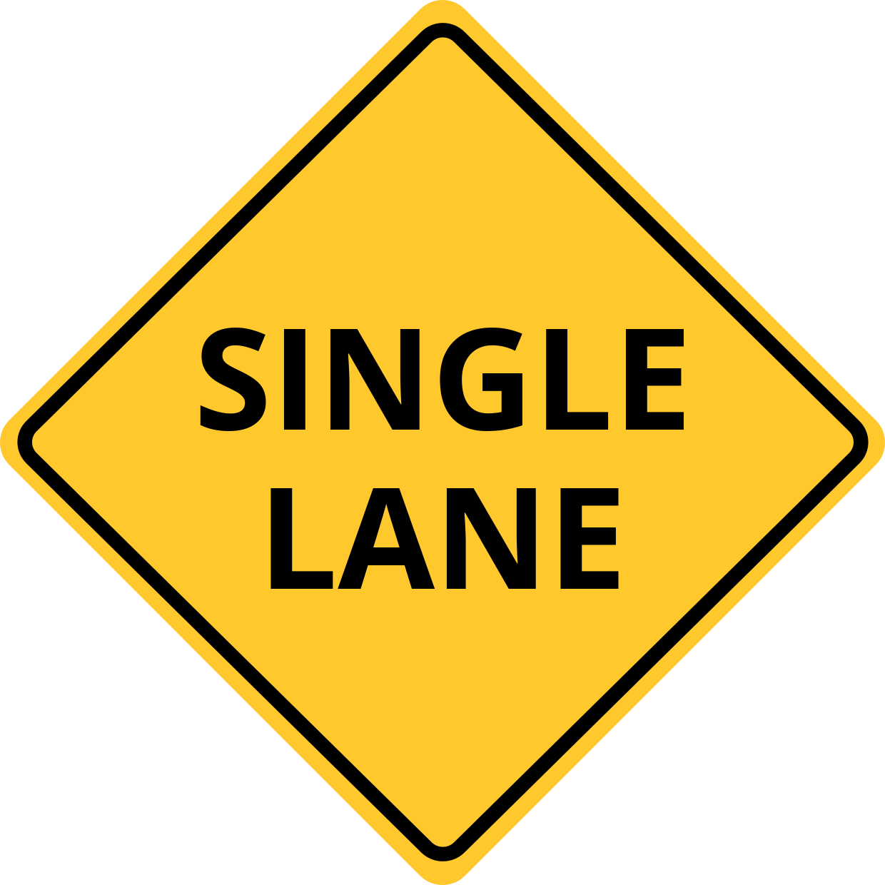 Single Lane Ahead Traffic Sign Template | Square Signs