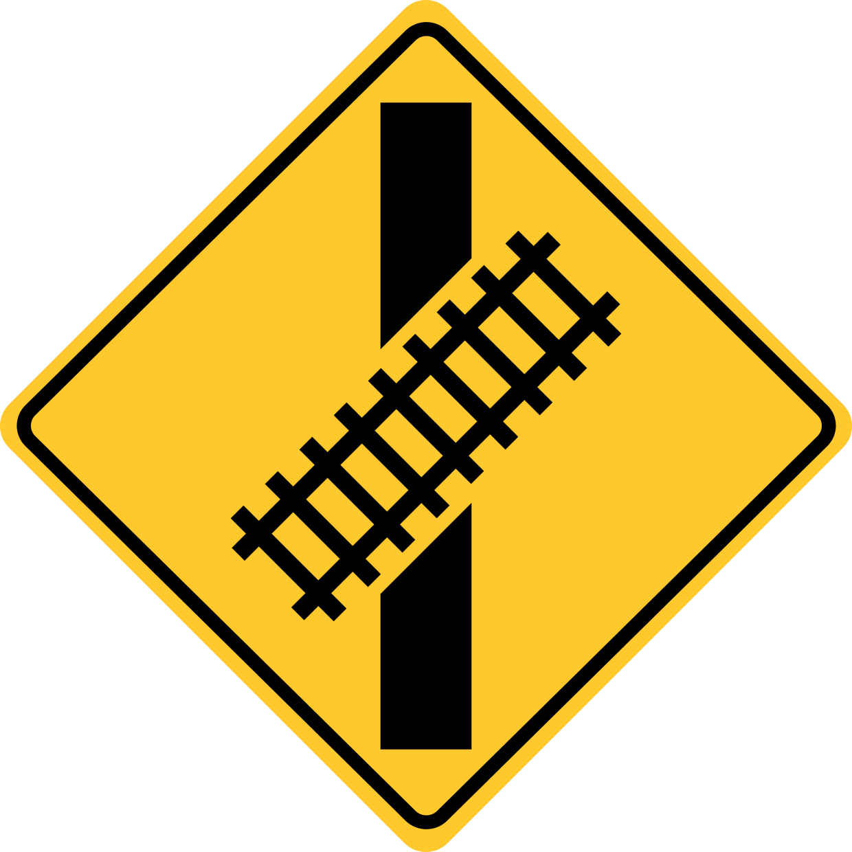 Skewed Railroad Crossing Sign Template | Square Signs