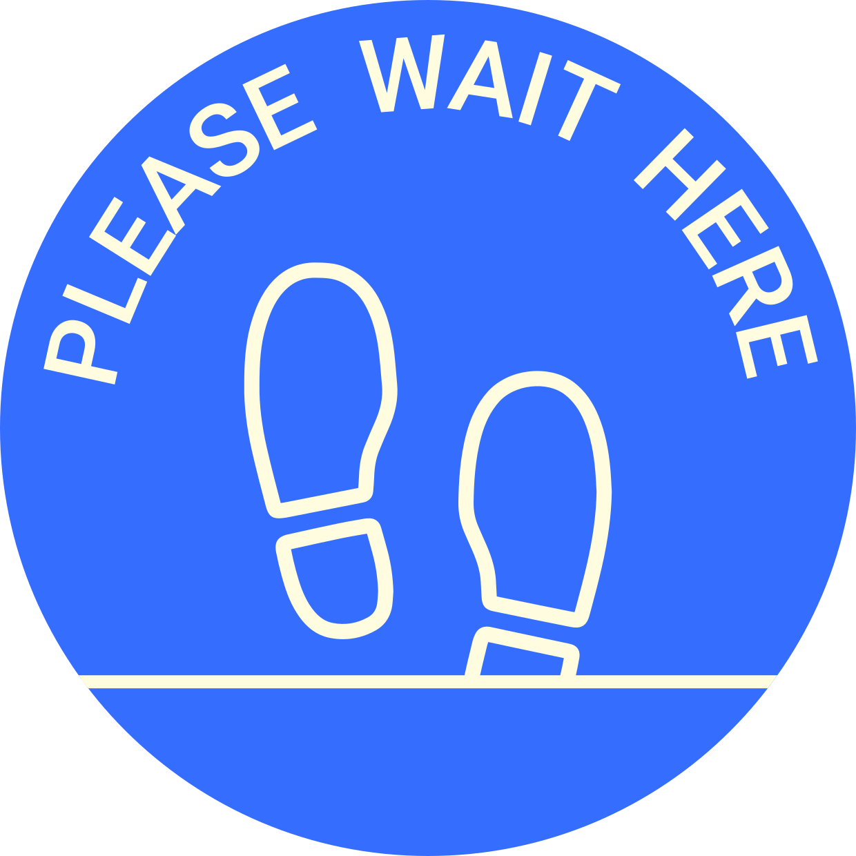 Please Wait Here Footprints Public Safety Template | Square Signs