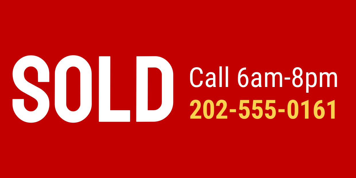 Sold With Contact Info Red and White Property Template | Square Signs