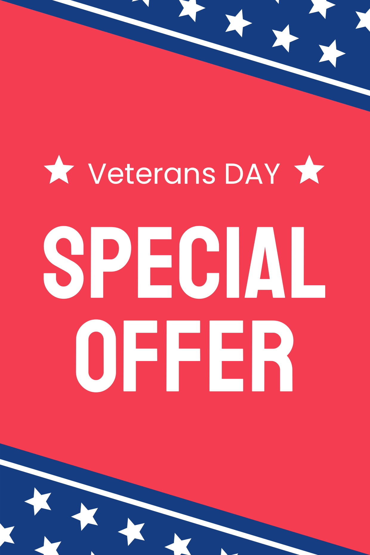 Red and Blue Veterans Day Special Offer Sign Template | Square Signs