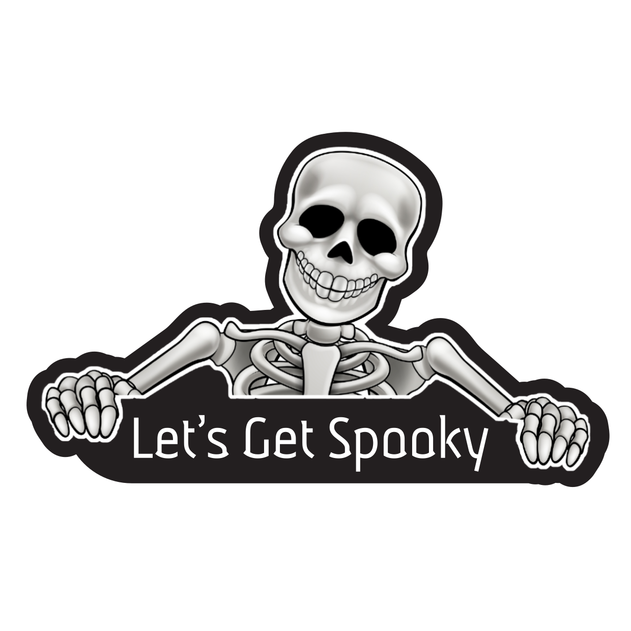 Black and White Skeleton Halloween Sign Template | Square Signs