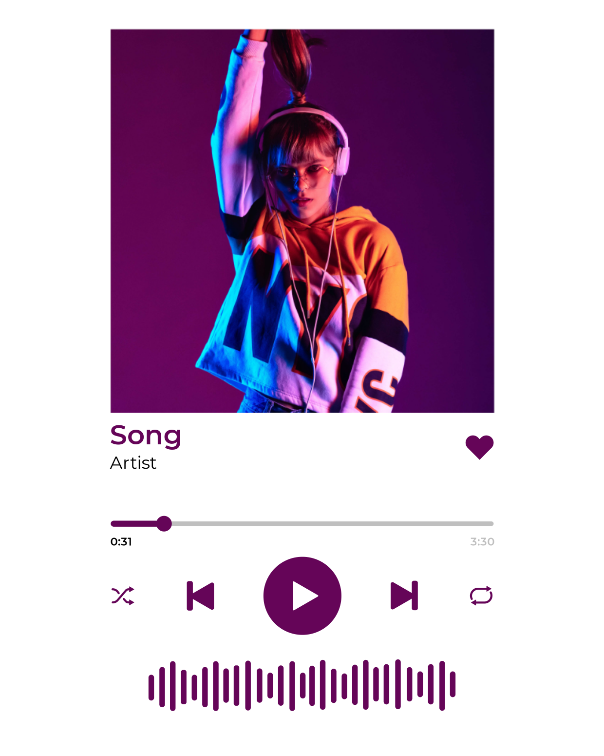 Sporty Girl With Headphones in a Music App Sign Template | Square Signs