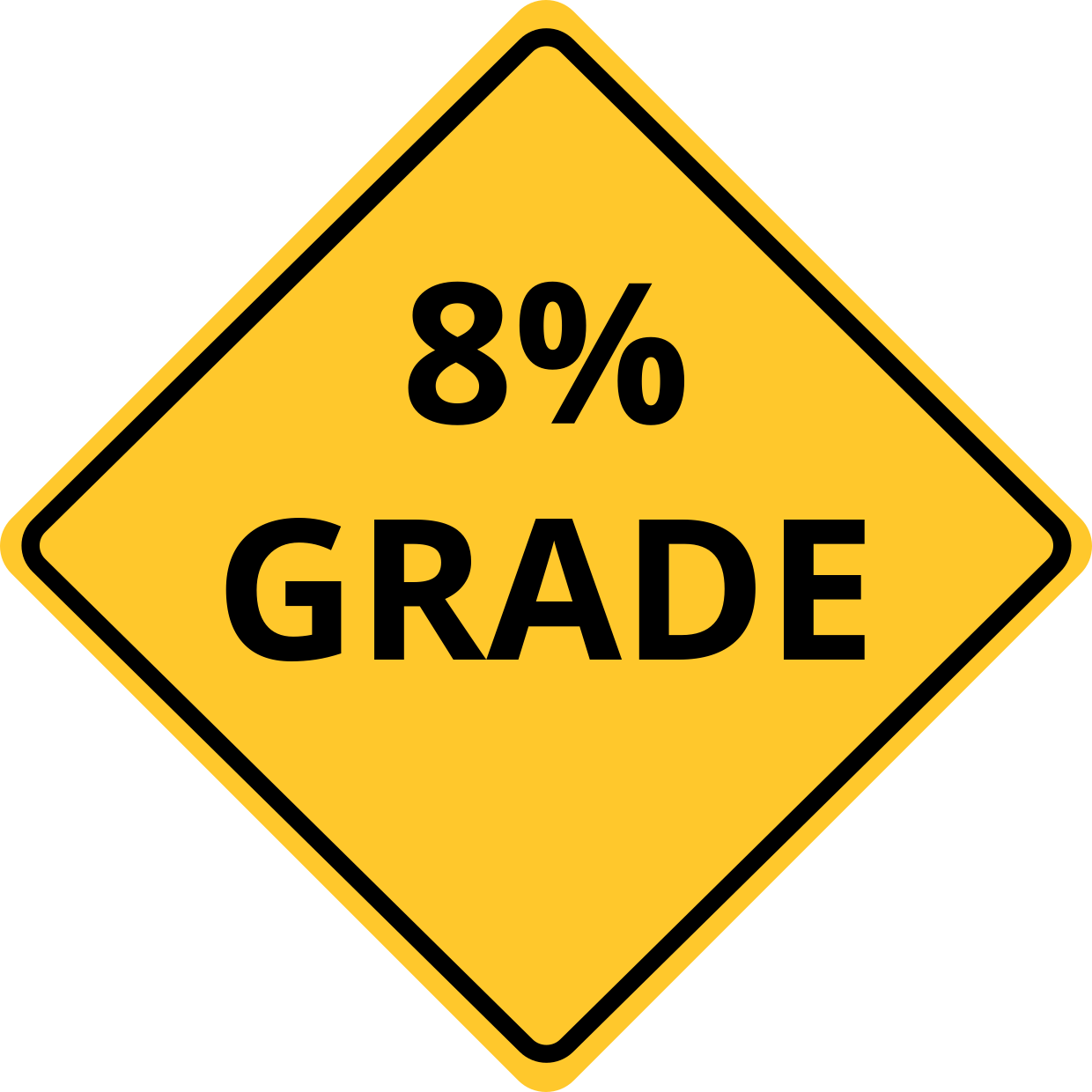 Steep Grade Percentage Road Regulation Sign Template | Square Signs