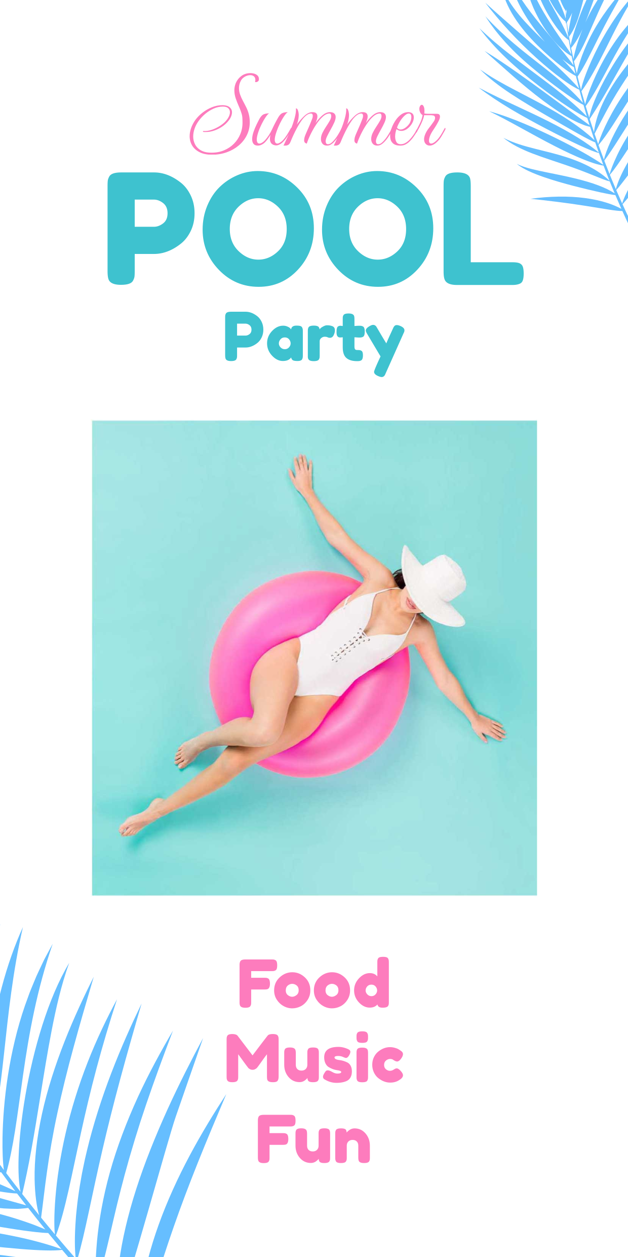 Lady Swimming in the Pool Party Sign Template | Square Signs