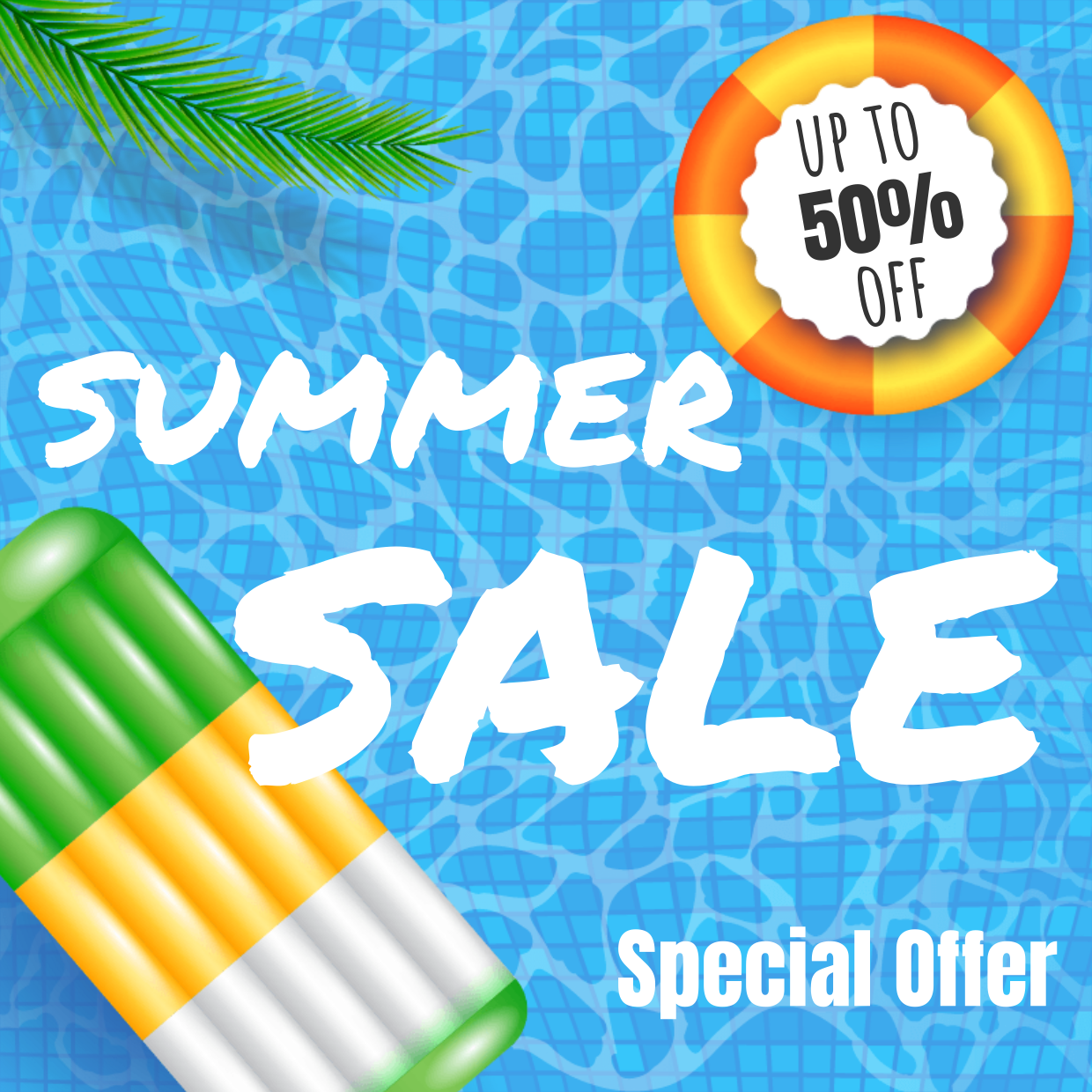 Summer Sale up to 50% Off Special Offer Sign Template | Square Signs