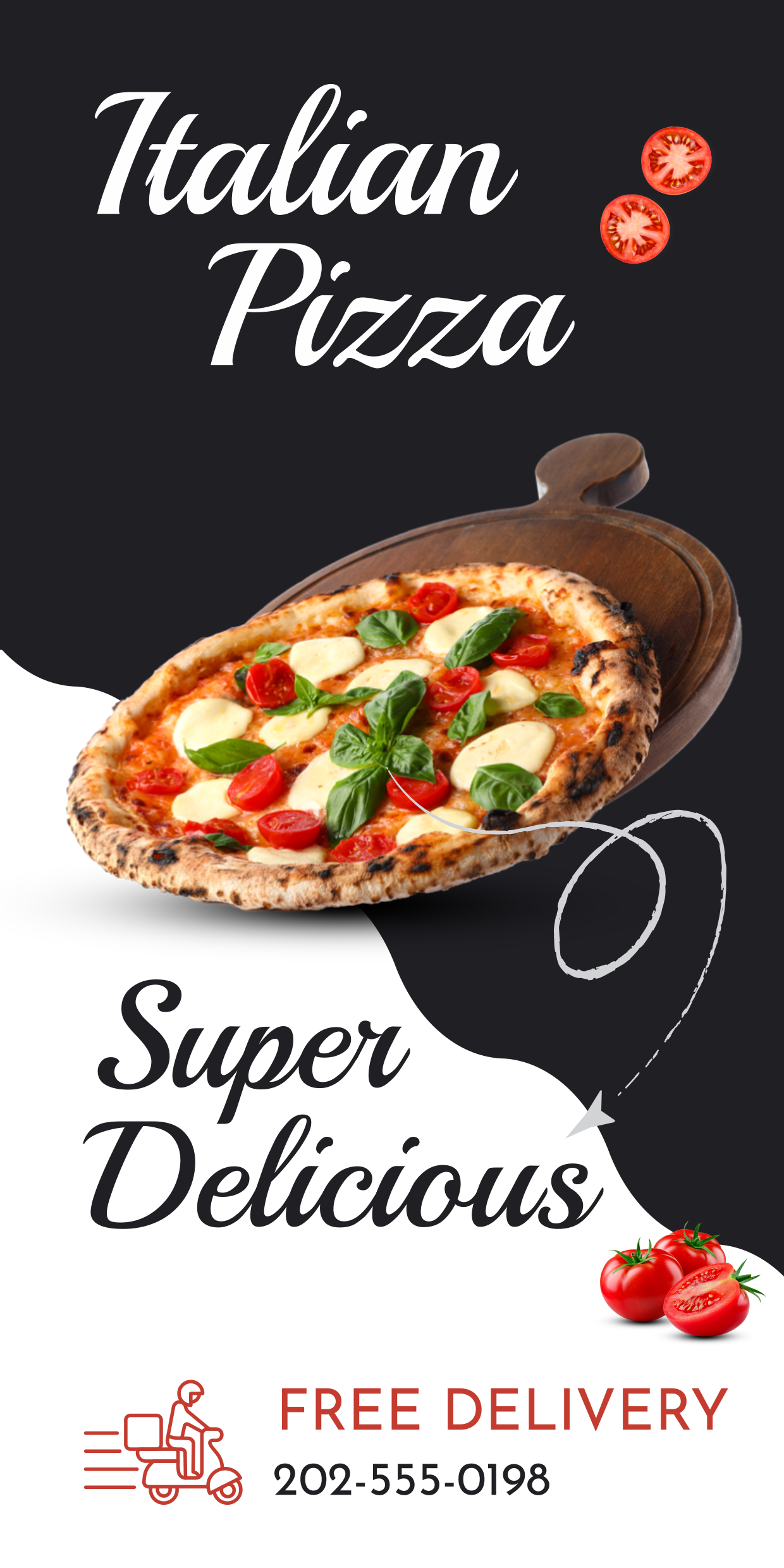 Delicious Italian Pizza Restaurant Delivery Sign Template | Square Signs