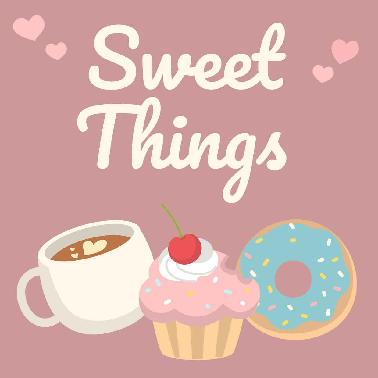 Pink Vibrant Sweet Things Sign Template | Square Signs