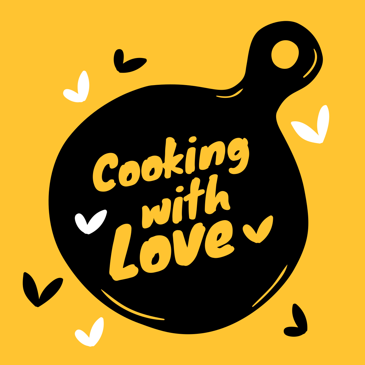 Black Frying Pan Cooking With Love Quote Sign Template | Square Signs