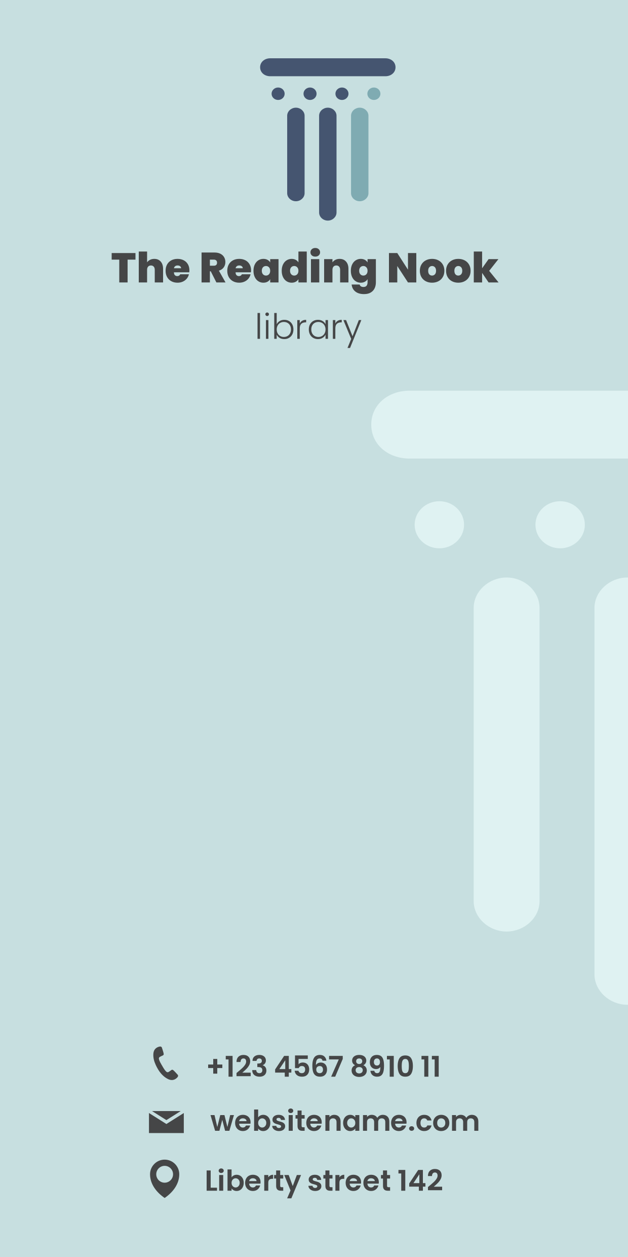 Sample Library Contact Bookmark Template | Square Signs