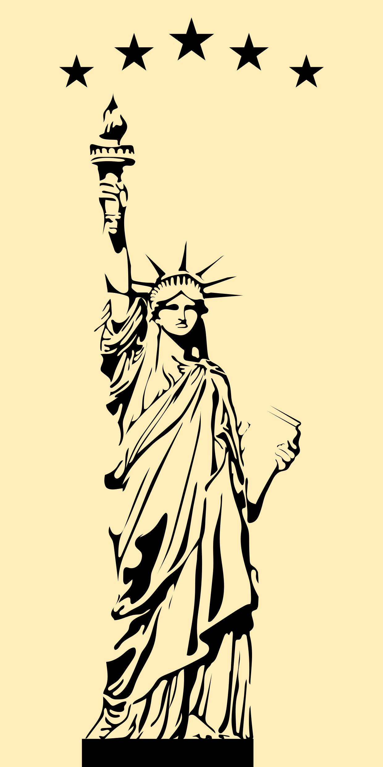 Black and Beige Statue of Liberty Outline Template | Square Signs