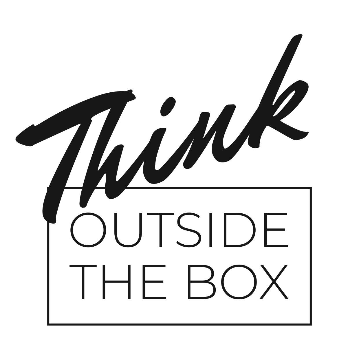 Black and White Think Outside the Box Sign Template | Square Signs