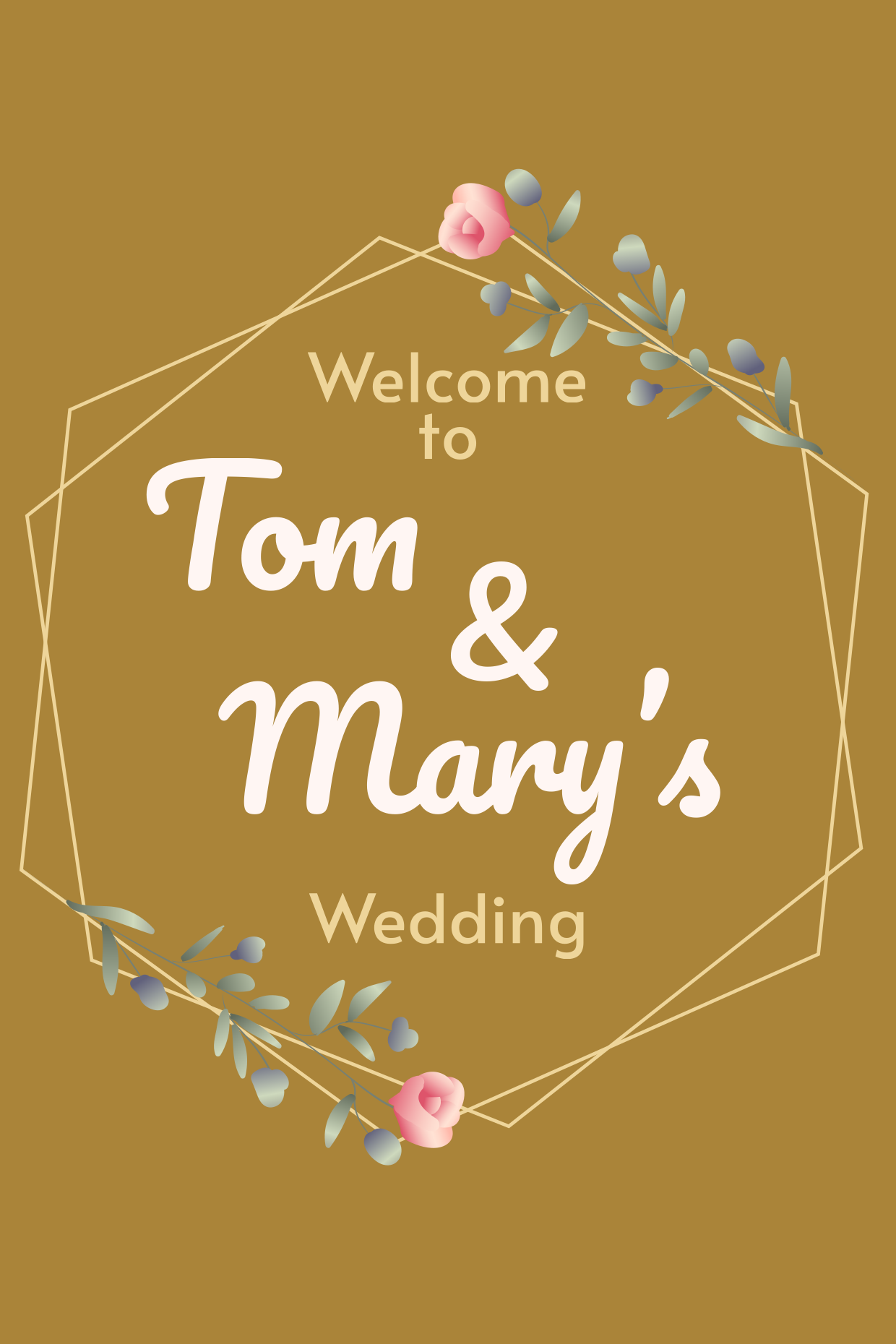 Tom & Mary's Wedding Inviting Card Sign Template | Square Signs