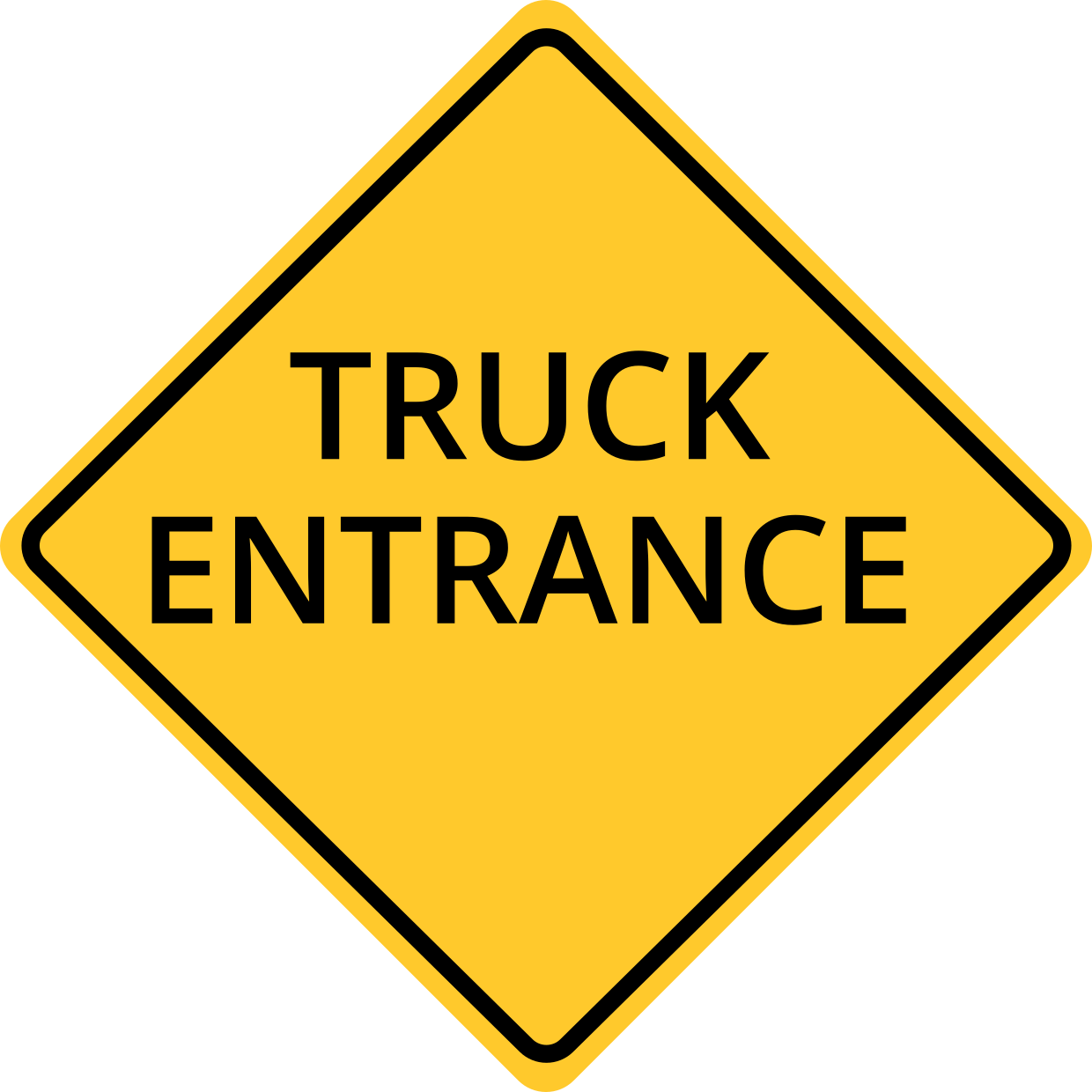 Truck Entrance Road Regulation Warning Sign Template | Square Signs