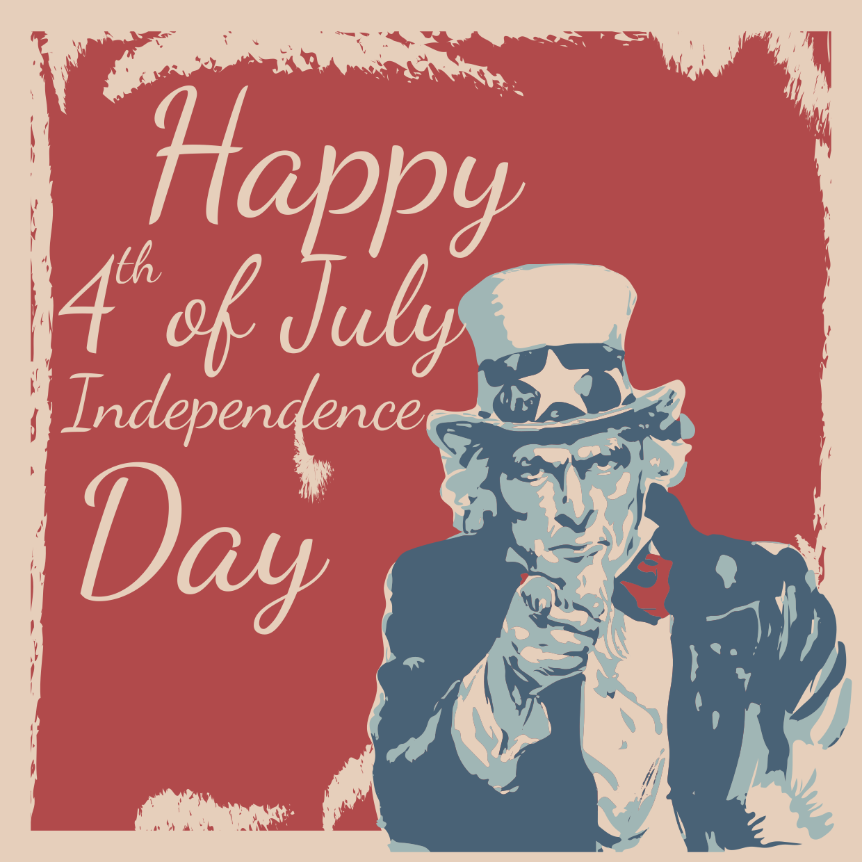 Vintage Style Uncle Sam Illustration 4th of July Template | Square Signs