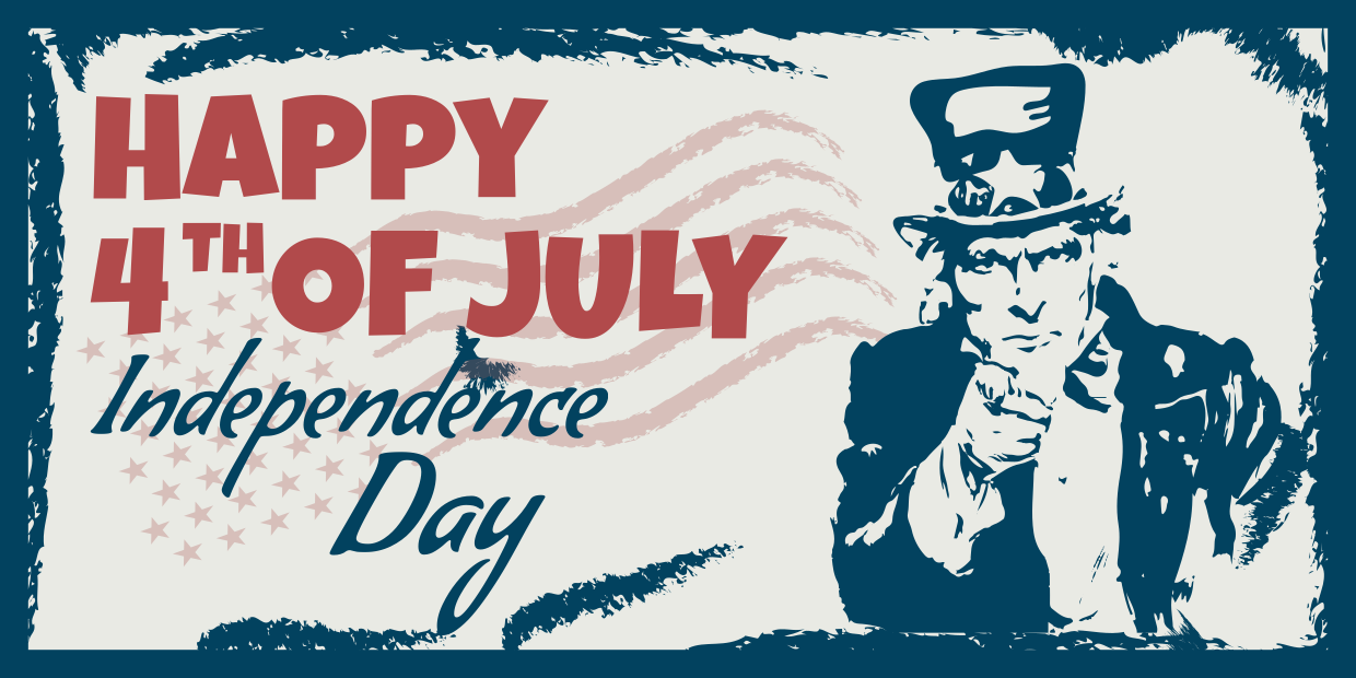 Blue-Hued Uncle Sam Outline With Quote 4th of July Template | Square Signs