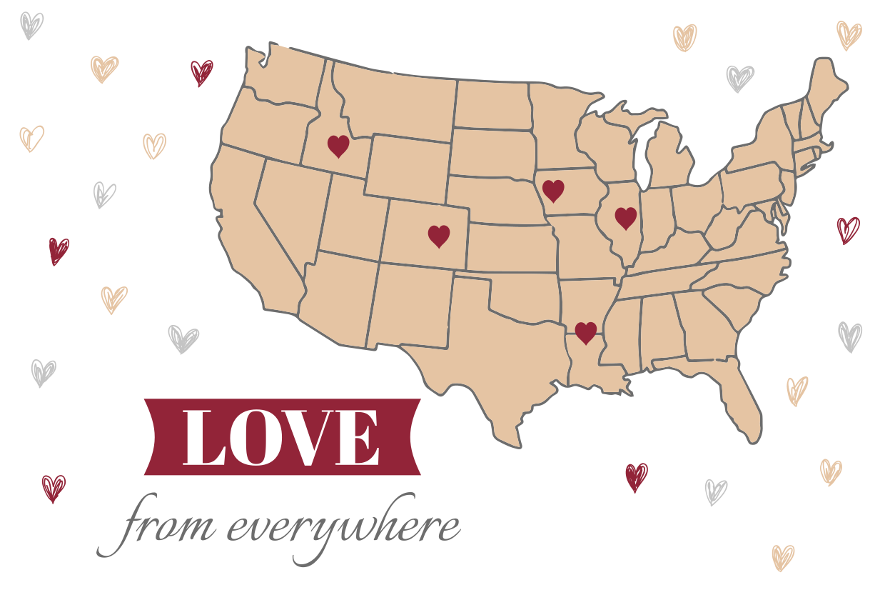 Love-Themed Map of America Sign Template | Square Signs