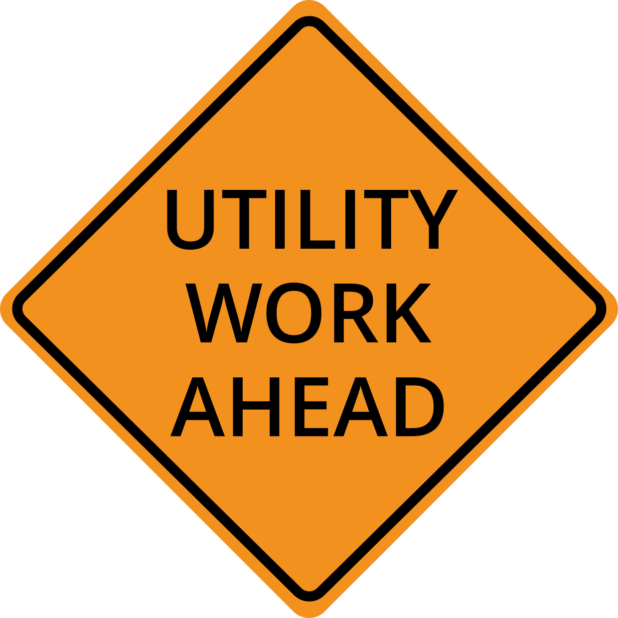 Utility Work Ahead Regulatory Road Sign Template | Square Signs