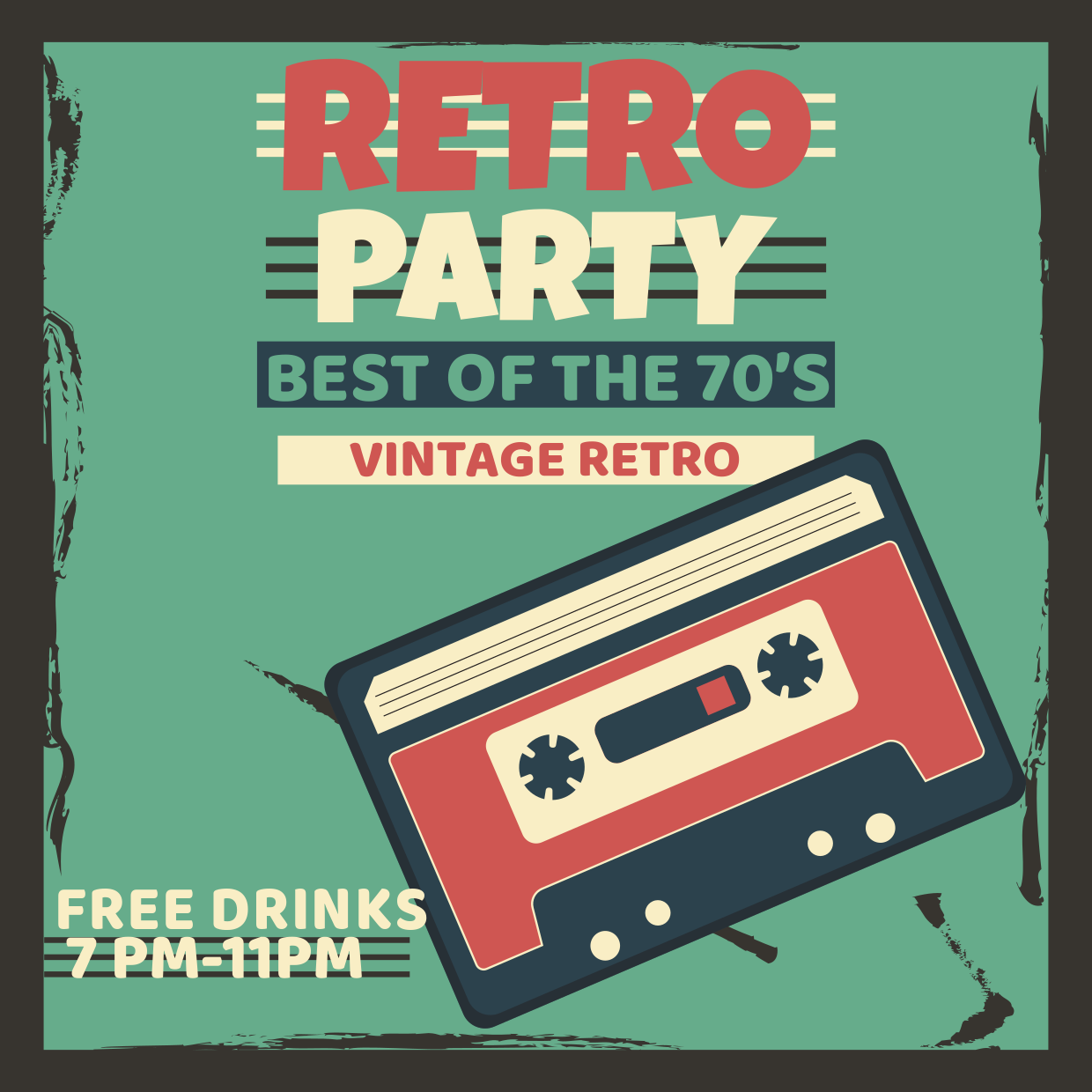 Cassette Tape-Themed Retro Party Template | Square Signs