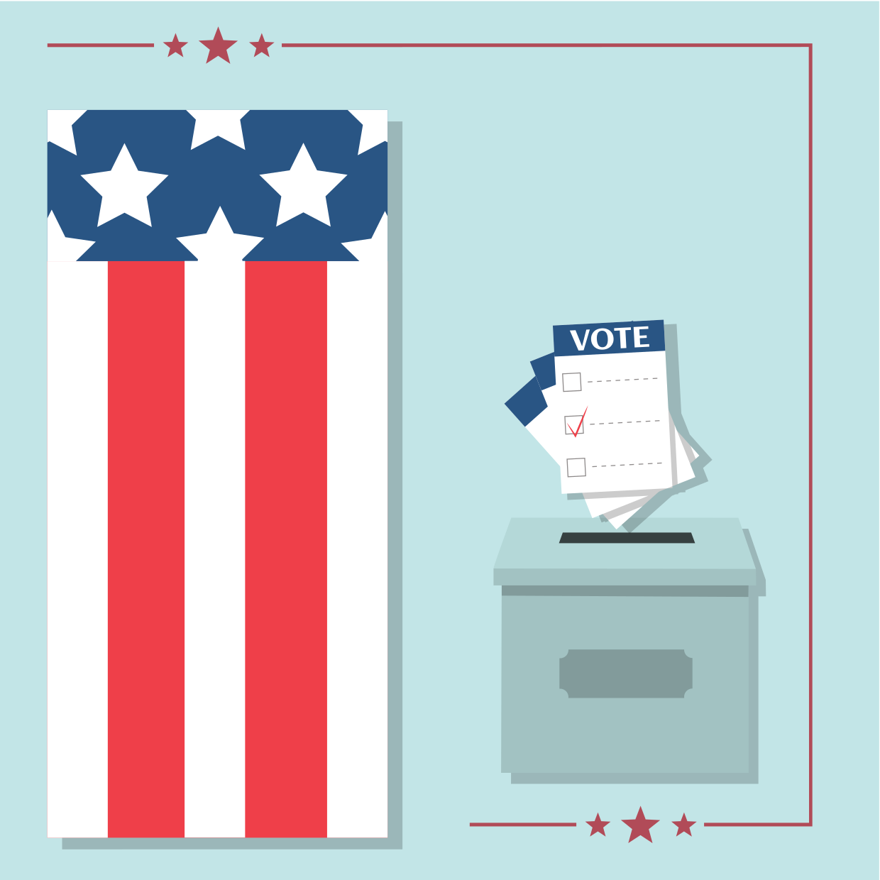 Us Flag-Themed Elections Voting Box Sign Template | Square Signs