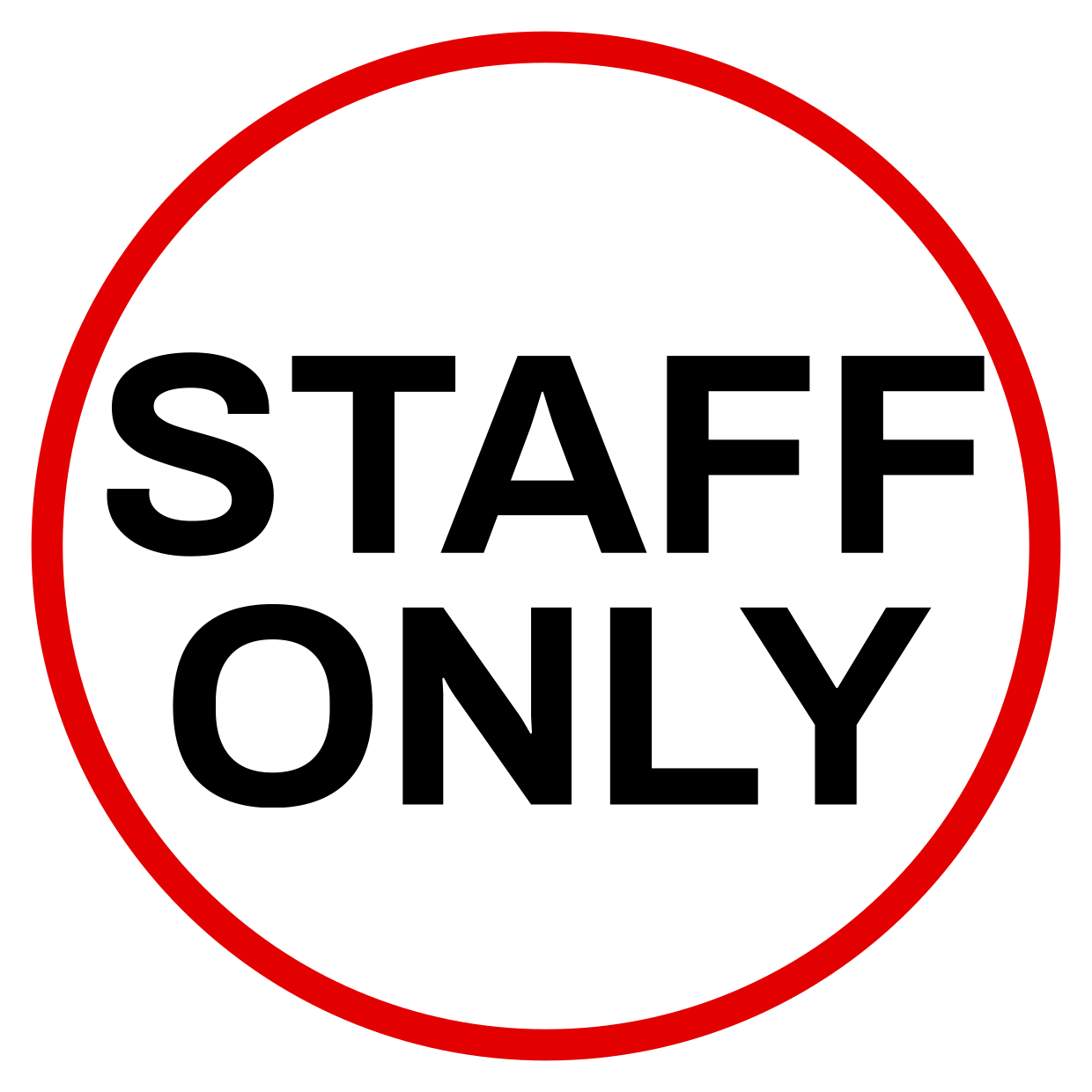 Round Red and Black Staff Only Public Notice Template | Square Signs