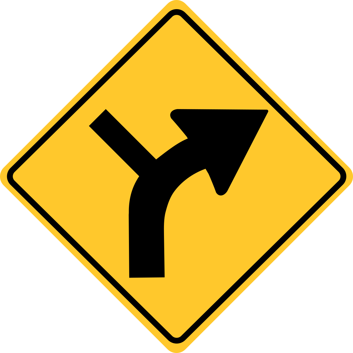 Intersection Within Curve Ahead Traffic Sign Template | Square Signs