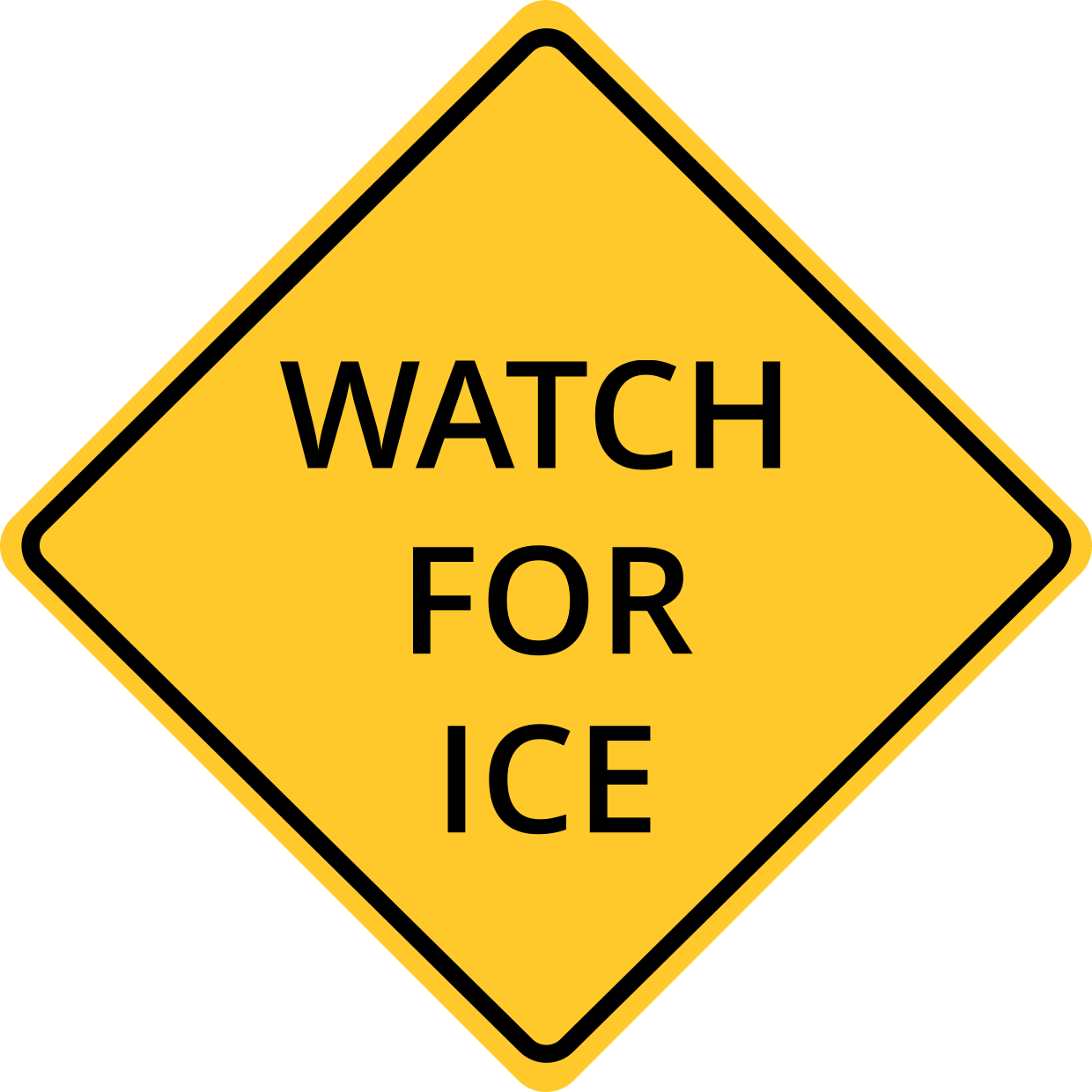 Watch for Ice Diamond Shaped Warning Sign Template | Square Signs