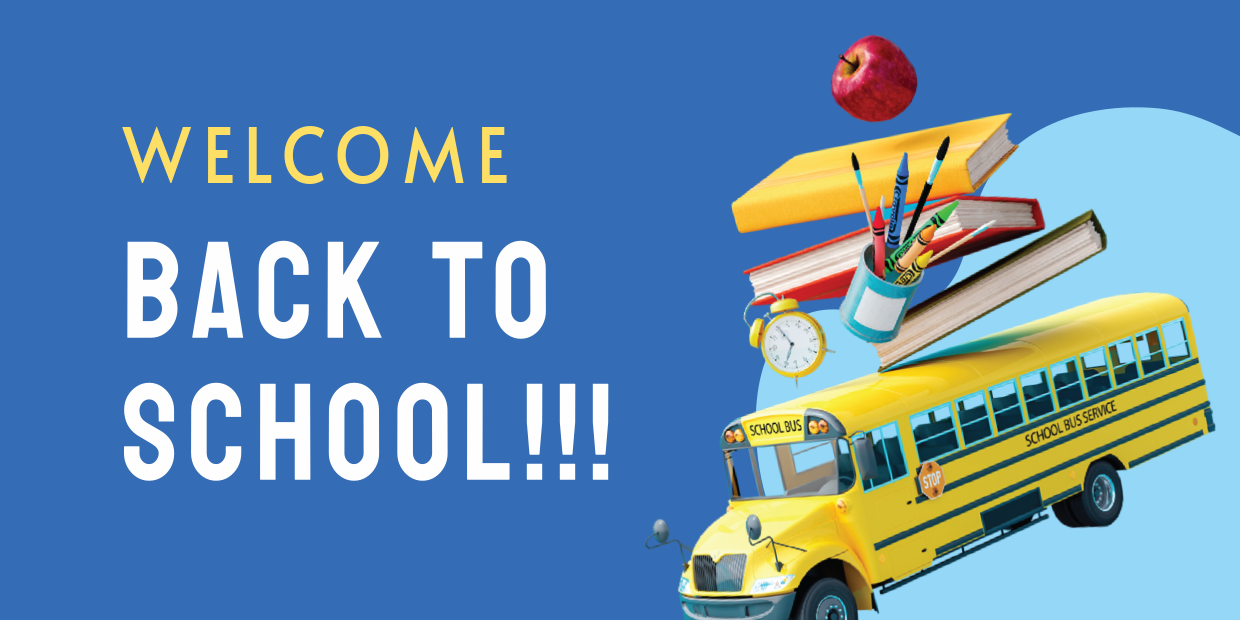 School Bus and School Supplies Back to School Sign Template | Square Signs
