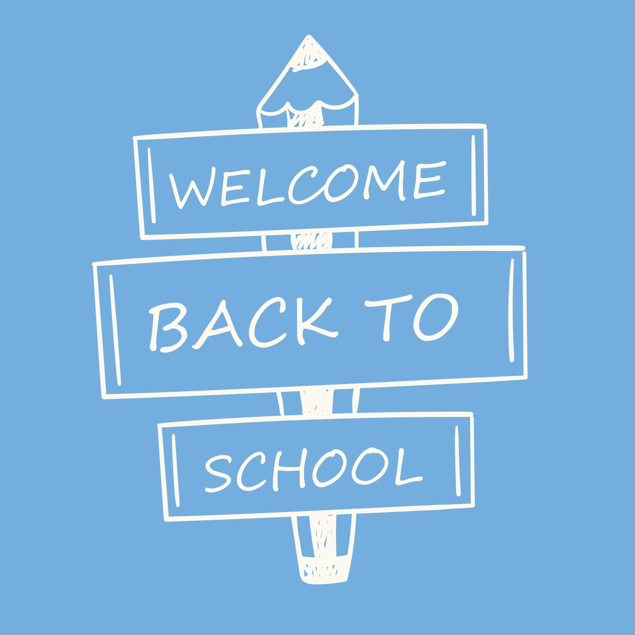 Light Blue Welcome Back to School Sign Template | Square Signs