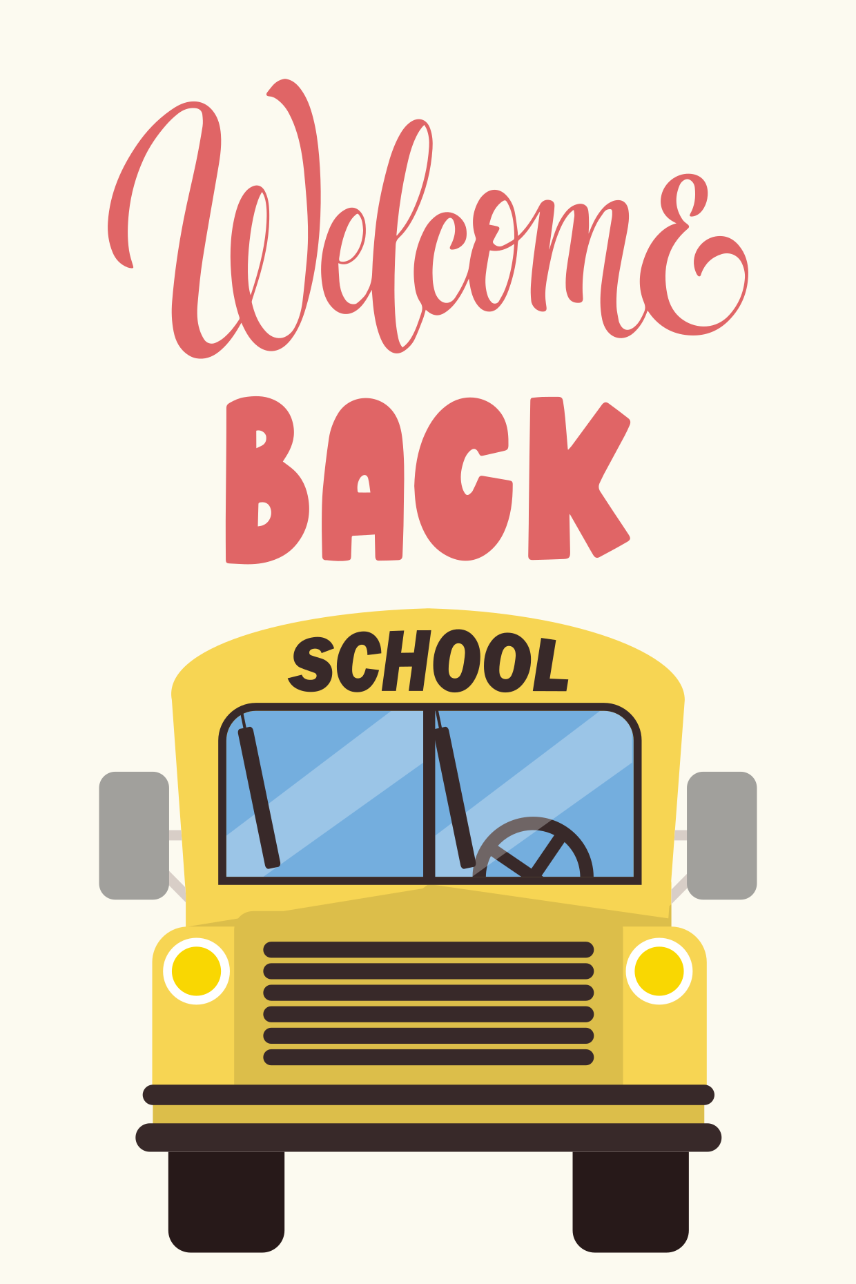 Welcome Back Yellow School Bus Sign Template | Square Signs