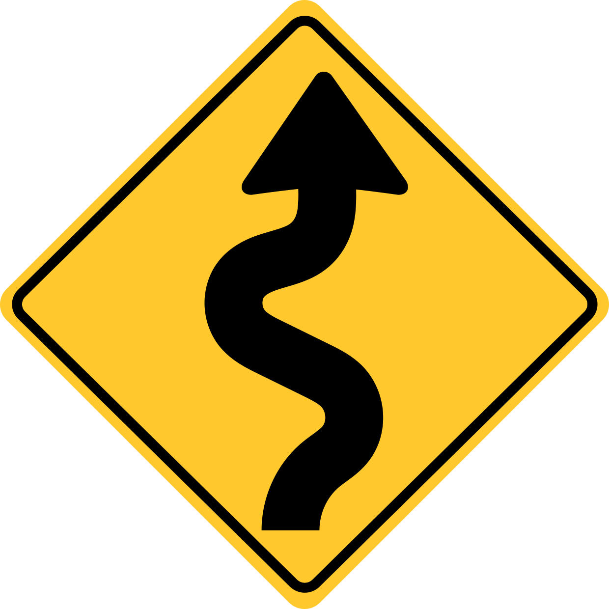 Winding Road Diamond Shaped Regulatory Sign Template | Square Signs