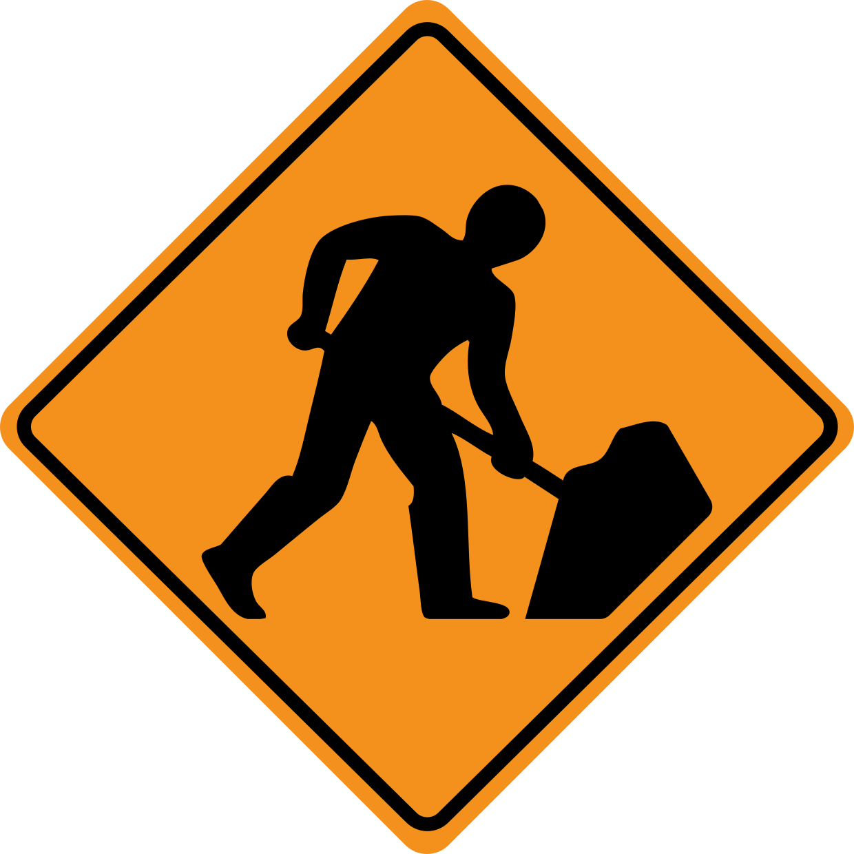 Men at Work Diamond Shaped Traffic Sign Template | Square Signs