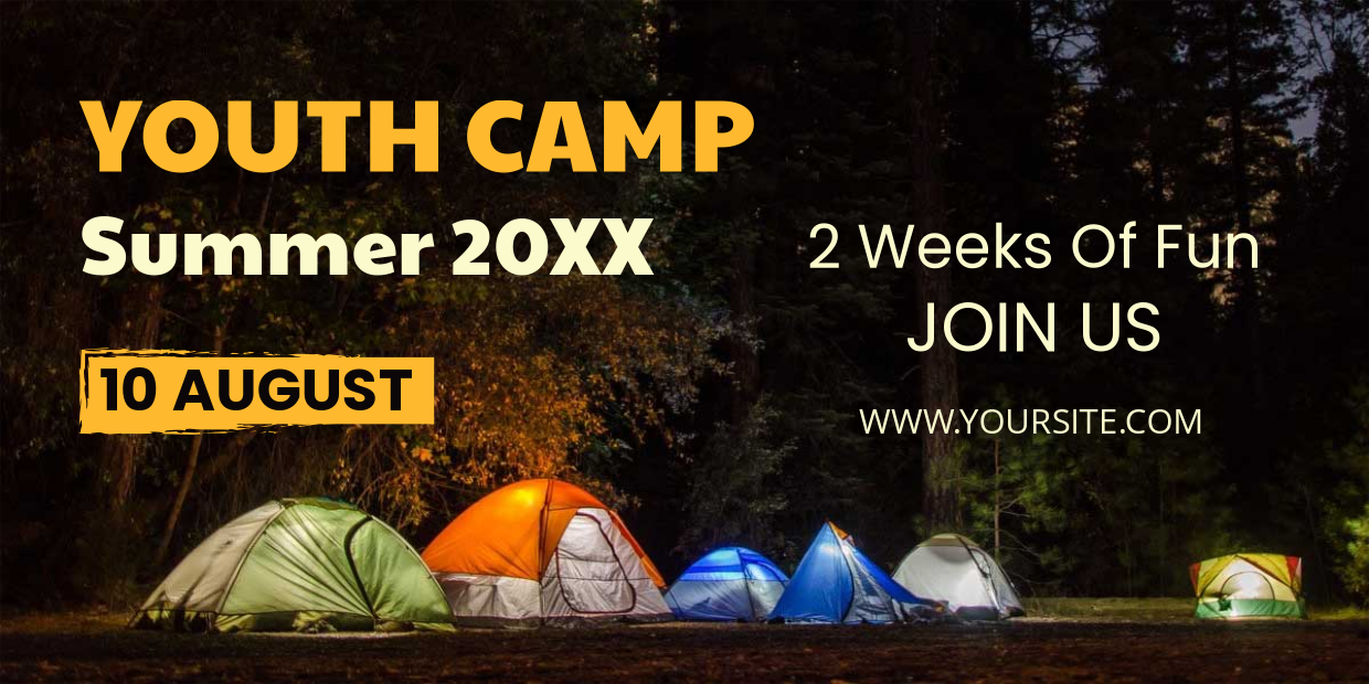 Summer Youth Camp Event Invite Forest Tents Sign Template | Square Signs