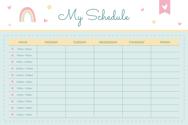Blank Weekly Schedules